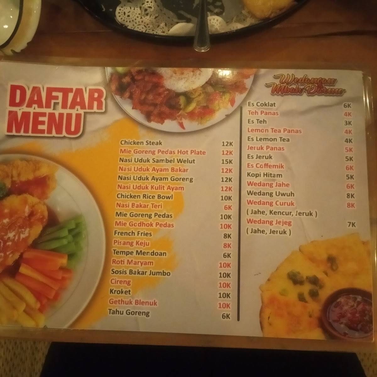Menu at Wedangan mbah darmo steak & resto restaurant, Grogol, CVCG+Q56