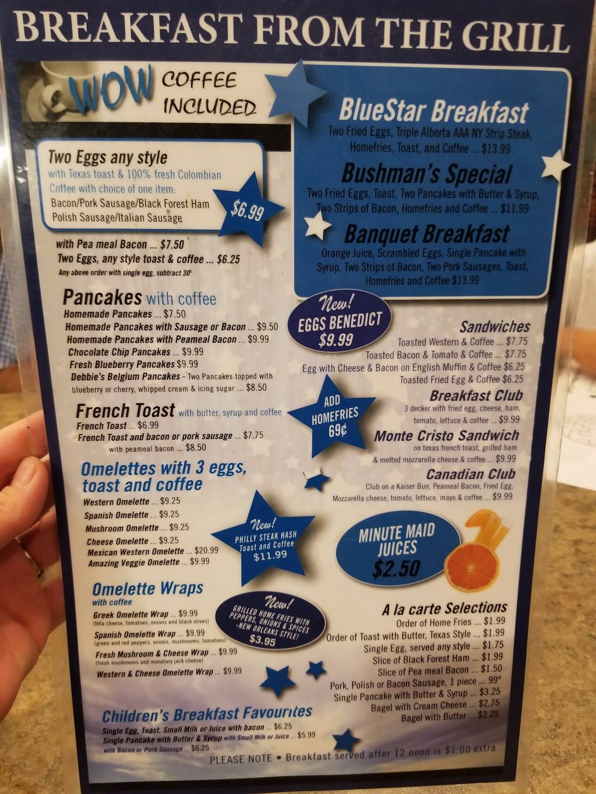Menu at Blue Star Restaurant, Welland