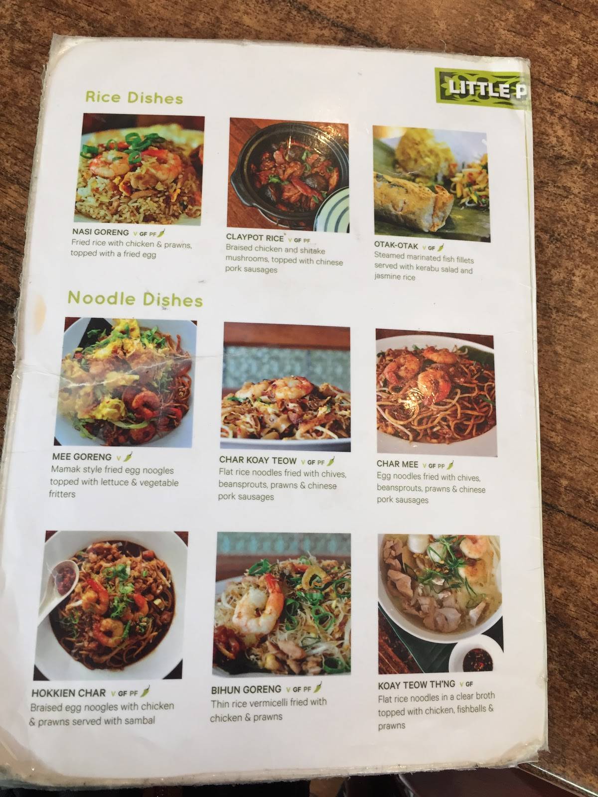 Menu at Little Penang restaurant, Wellington, 179 Victoria St
