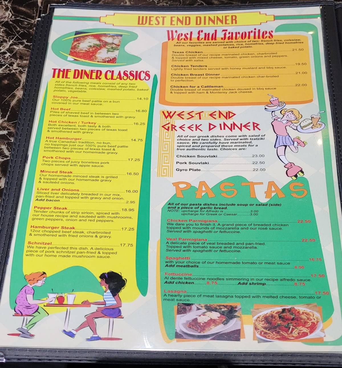 Menu at West End Diner restaurant, Hamilton
