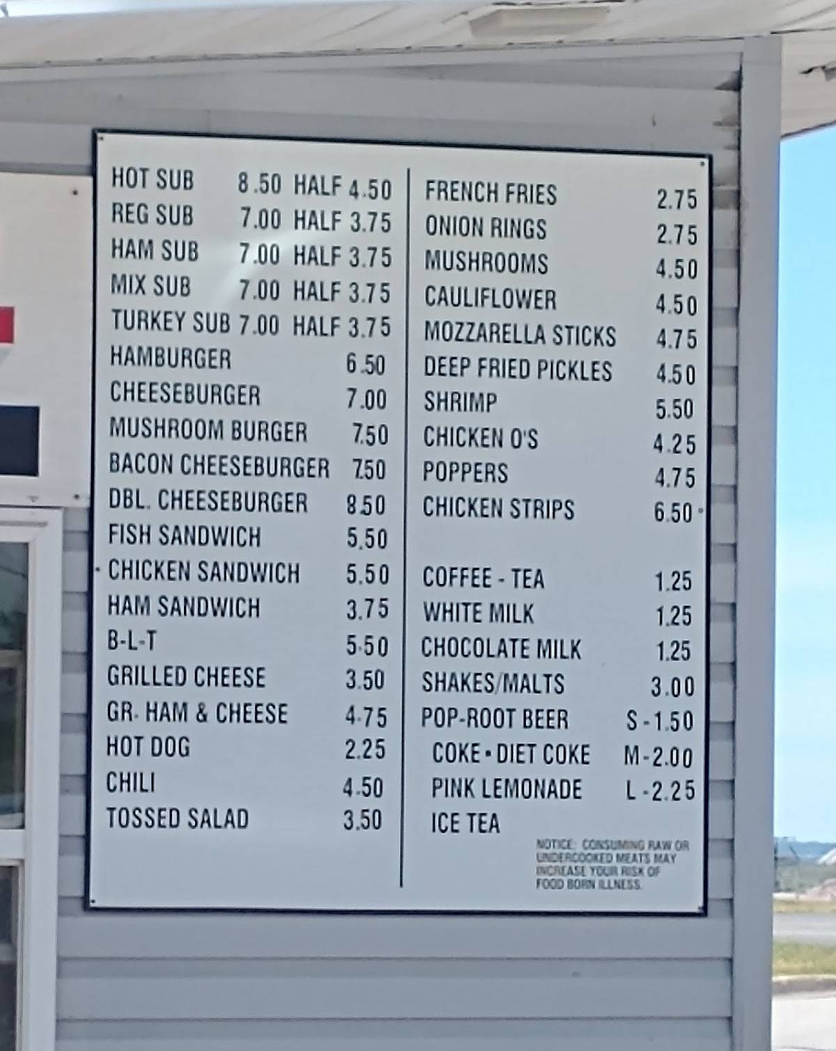 Menu at West Pier Drive-In restaurant, Sault Ste. Marie