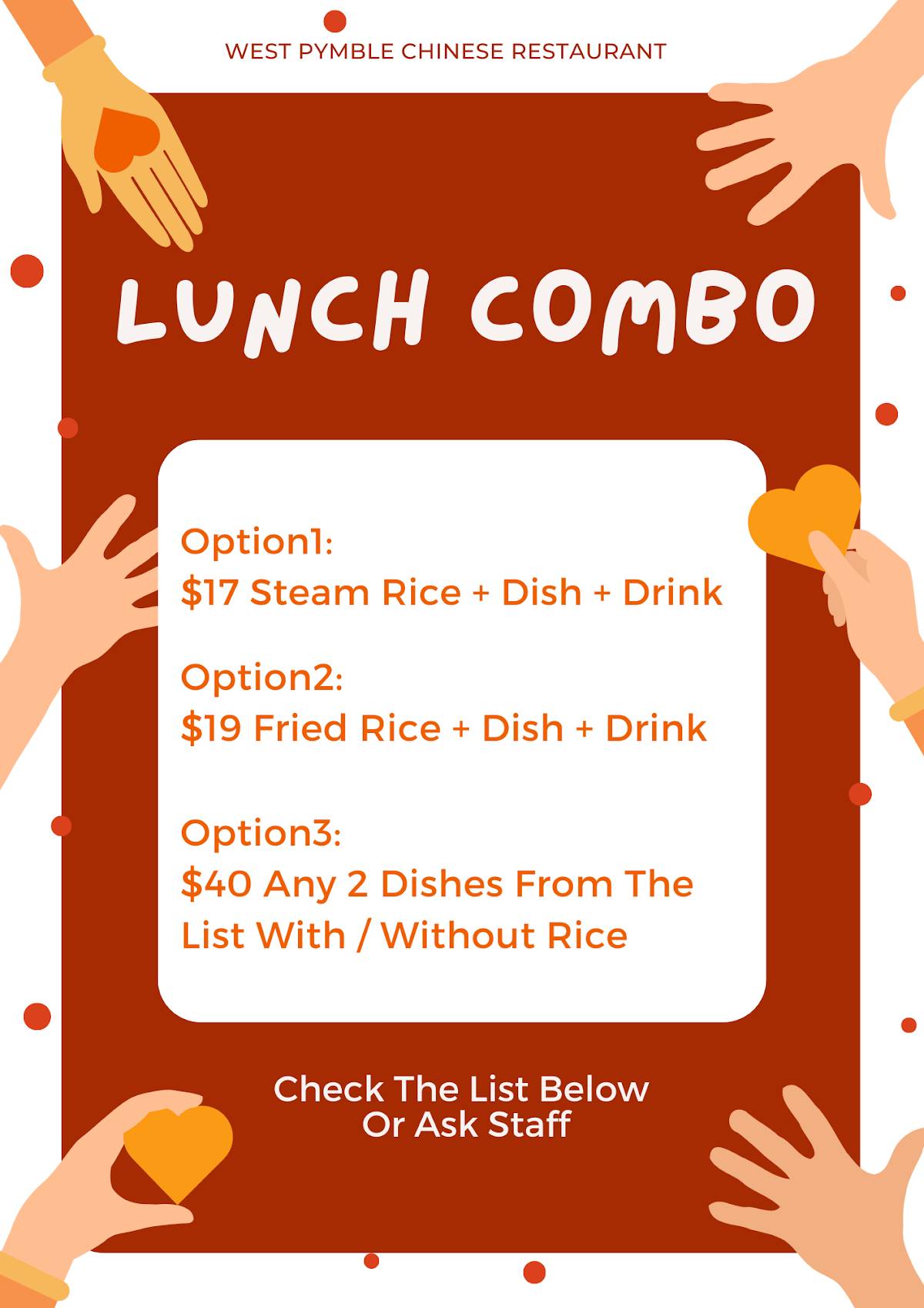 Menu at West Pymble Chinese Restaurant, West Pymble