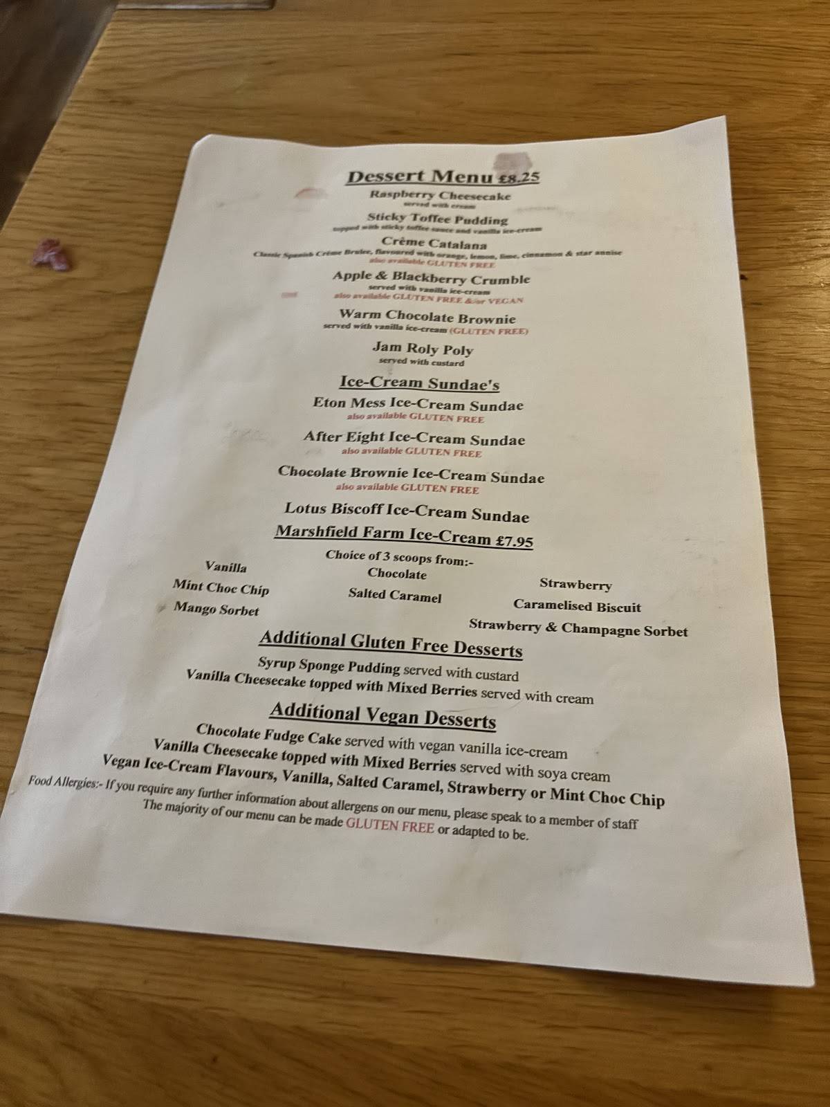 Menu at Westbrook Inn pub & bar, Bromham, 107 Westbrook Rd