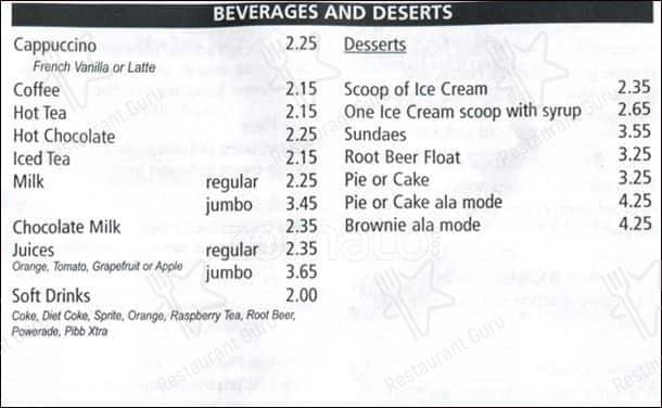 Menu at Westwood Inn restaurant, Lakewood