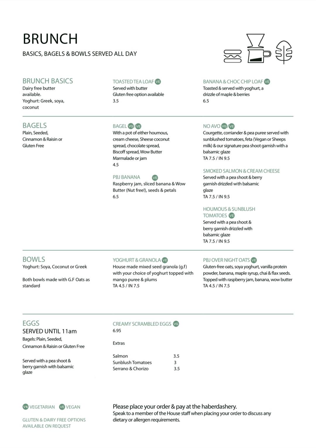 Menu at Mr Cooper’s Coffee House, Whitby