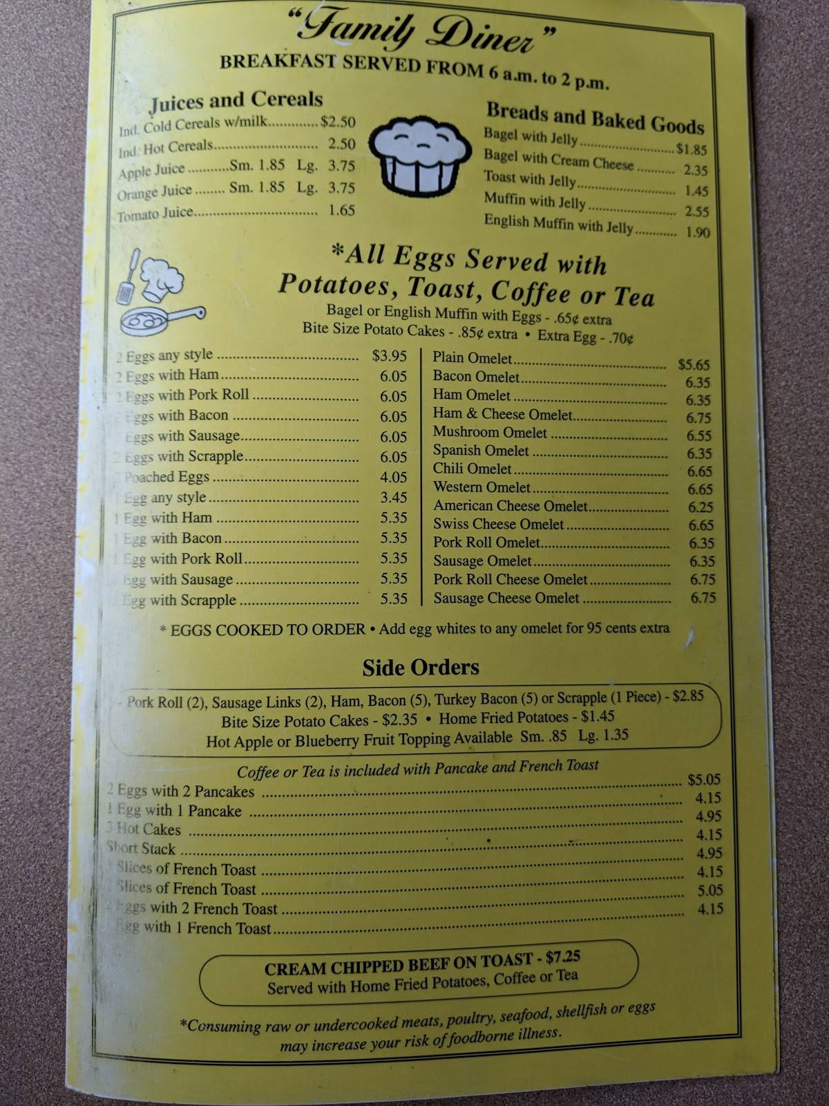 Menu at White Haven Family Diner restaurant, White Haven