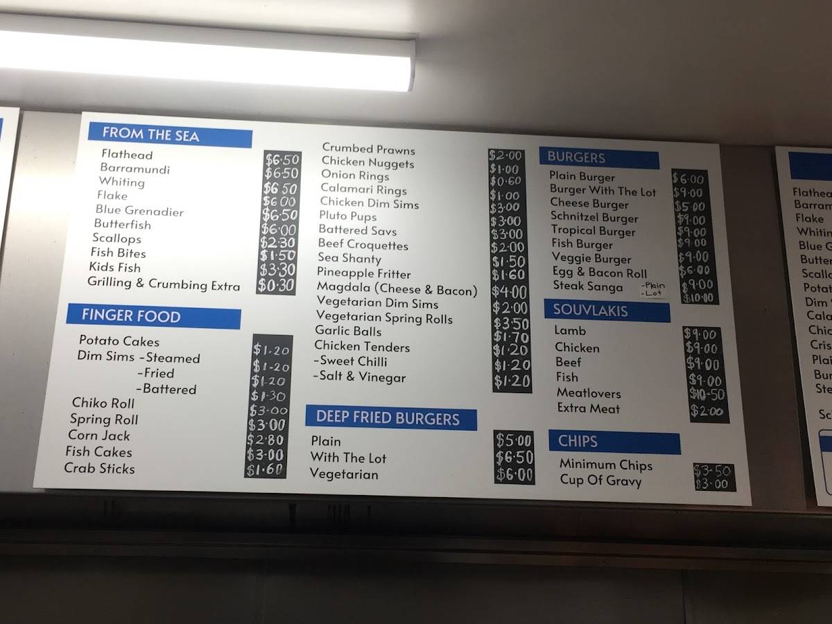 Menu at White Hills Fish Shop fast food, White Hills