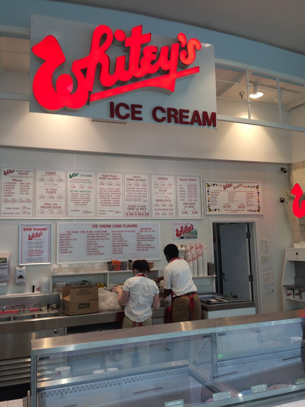 Menu at Whitey's Ice Cream, Coralville, Coral Ridge Ave #601