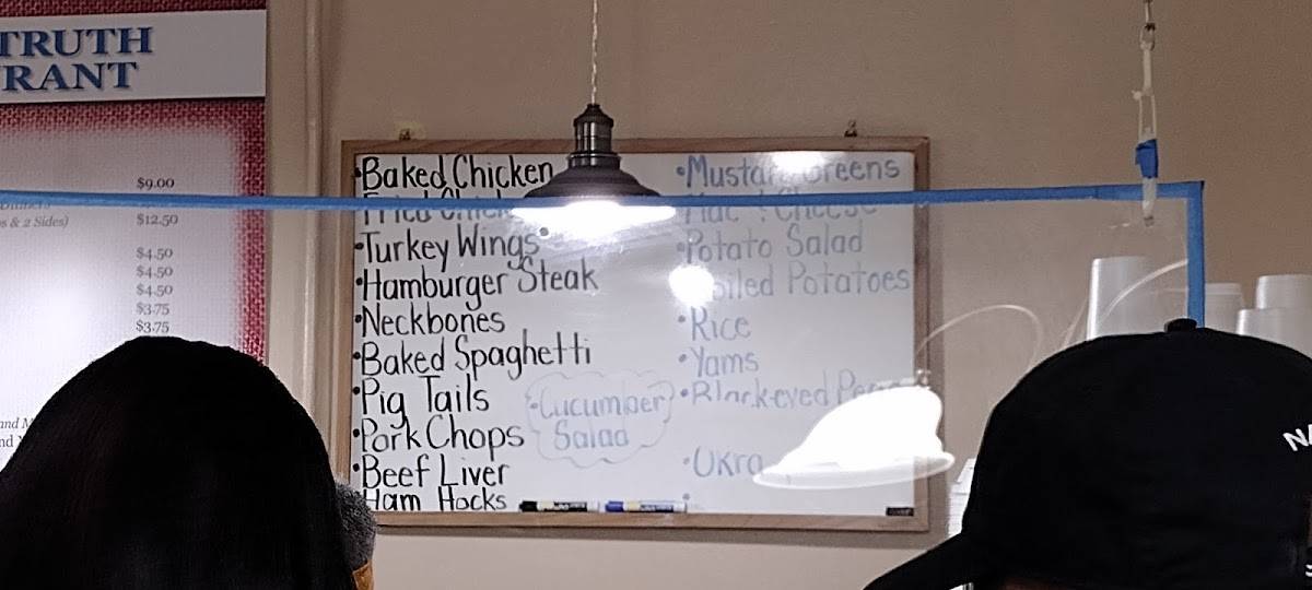 Menu at Whole Truth Lunchroom restaurant, Wilson