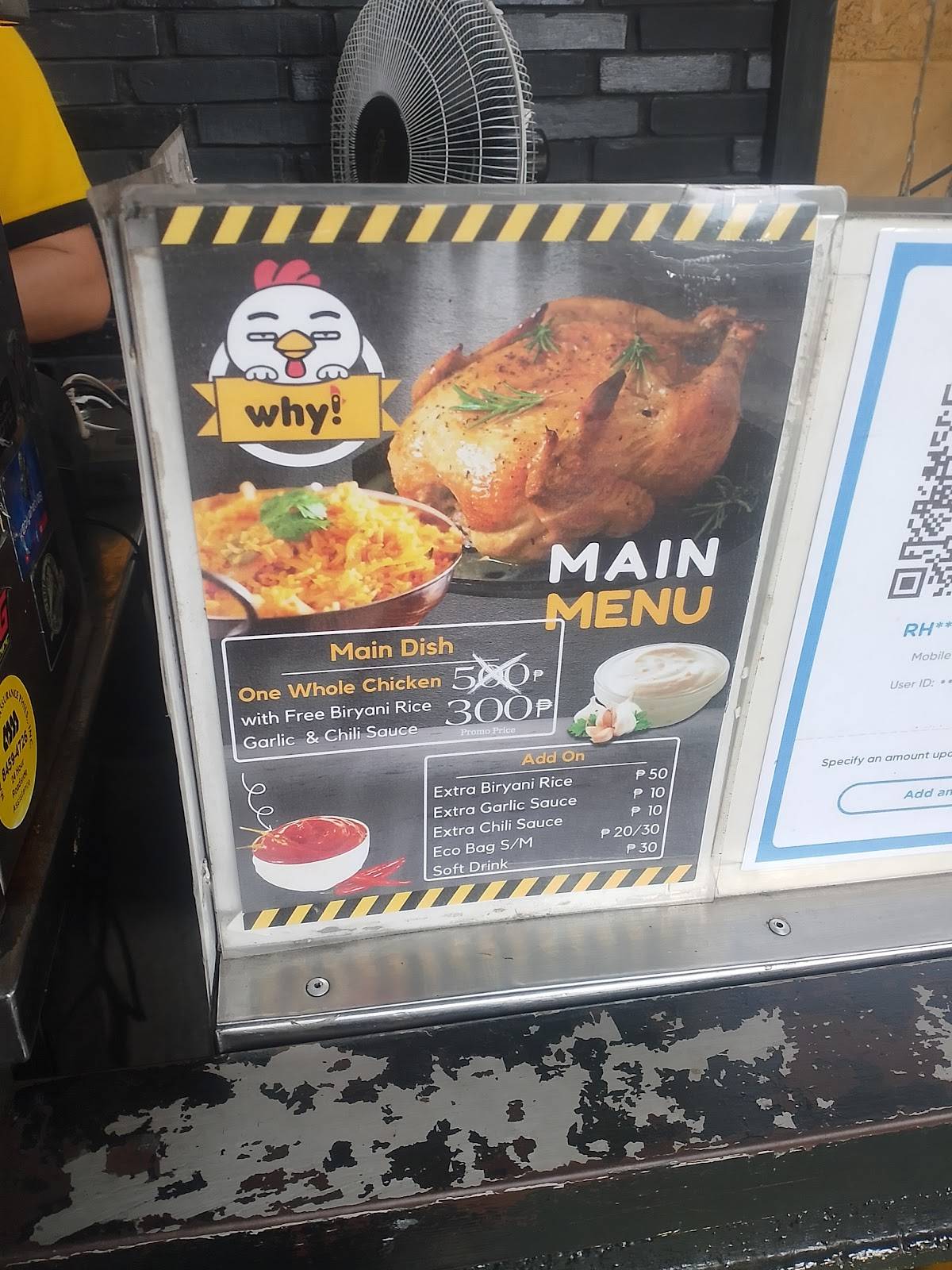 Menu at Why Chicken restaurant, Pasig