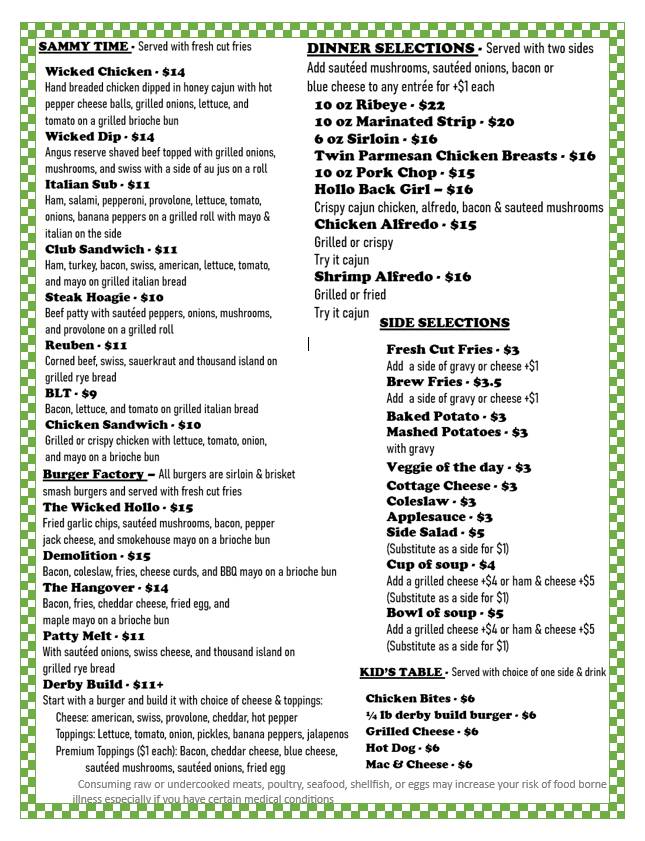 Menu at Wicked Hollo pub & bar, Meadville