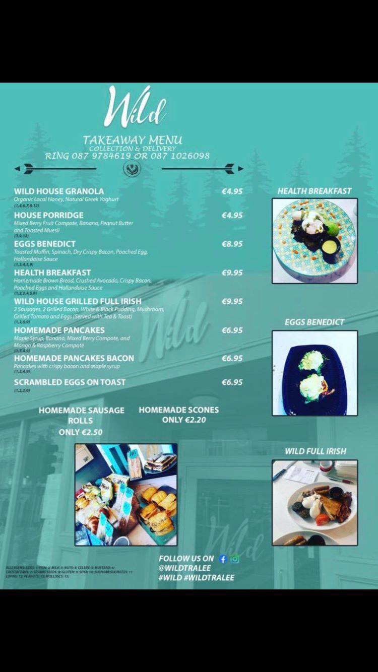 Menu at Wild Café cafe, Tralee