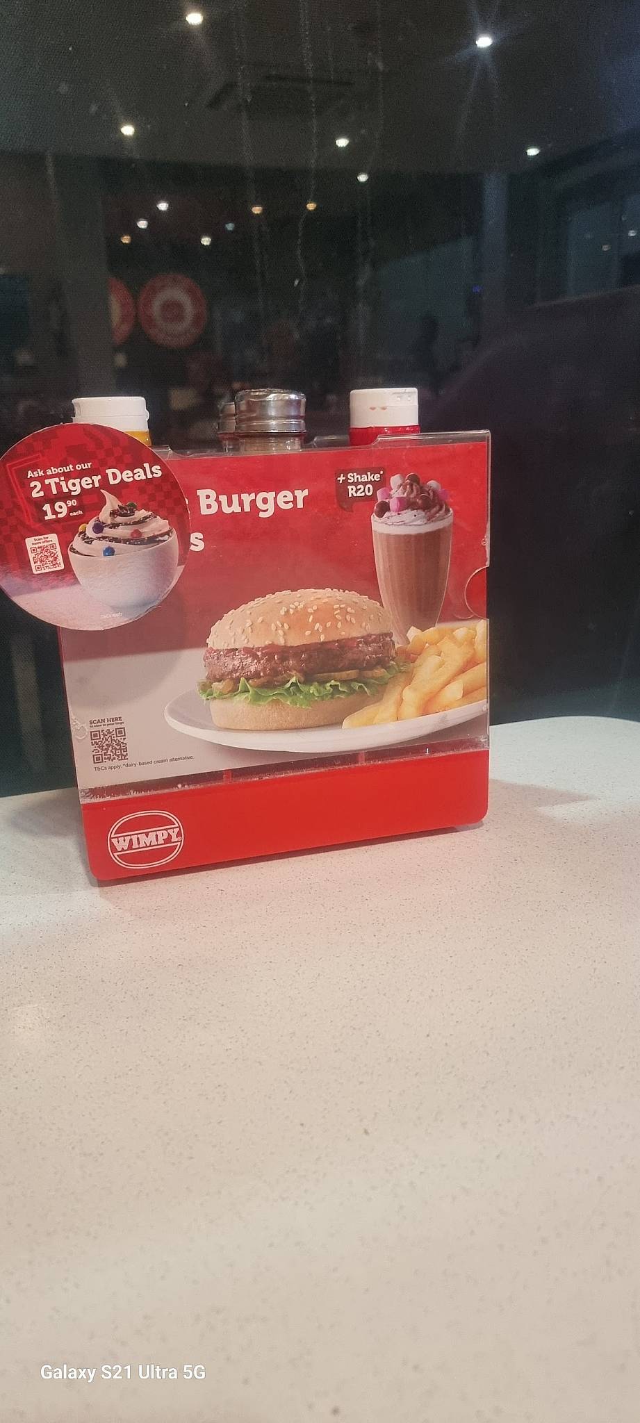 Menu at Wimpy restaurant, Cullinan, and