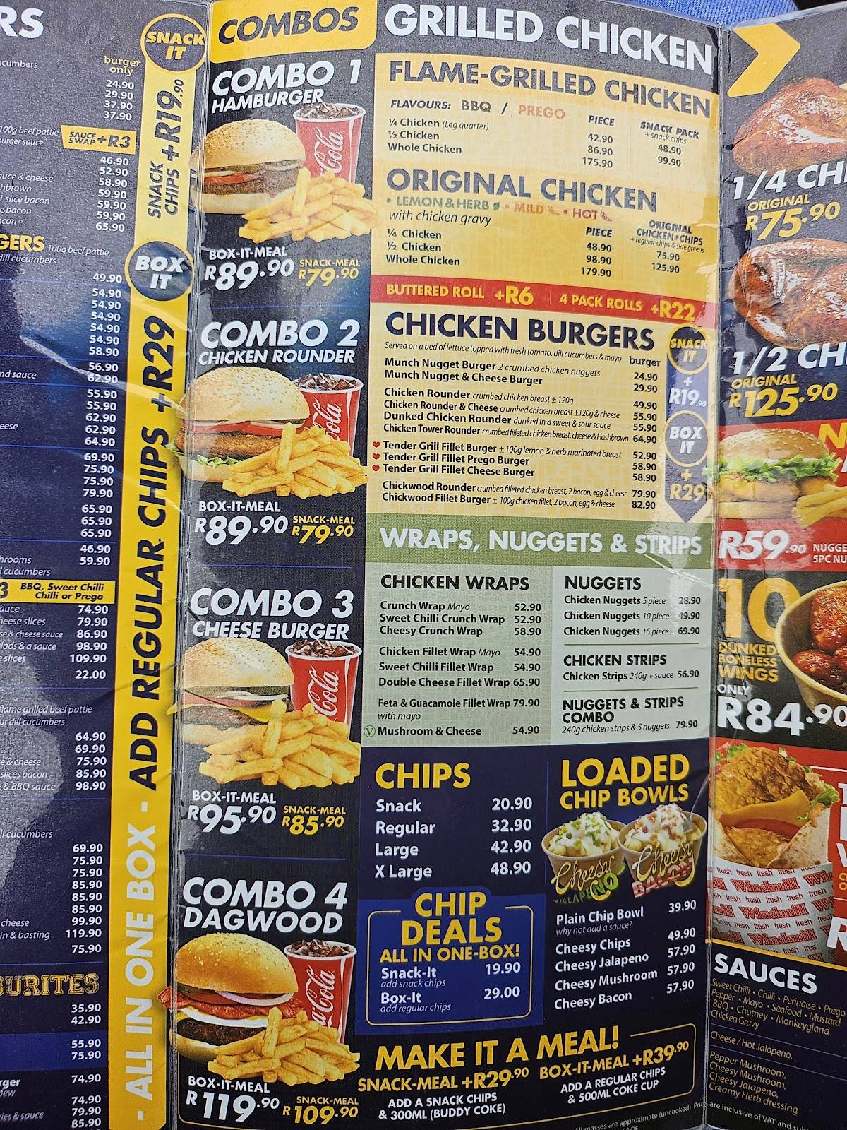 Menu at Windmill Roadhouse restaurant, East London