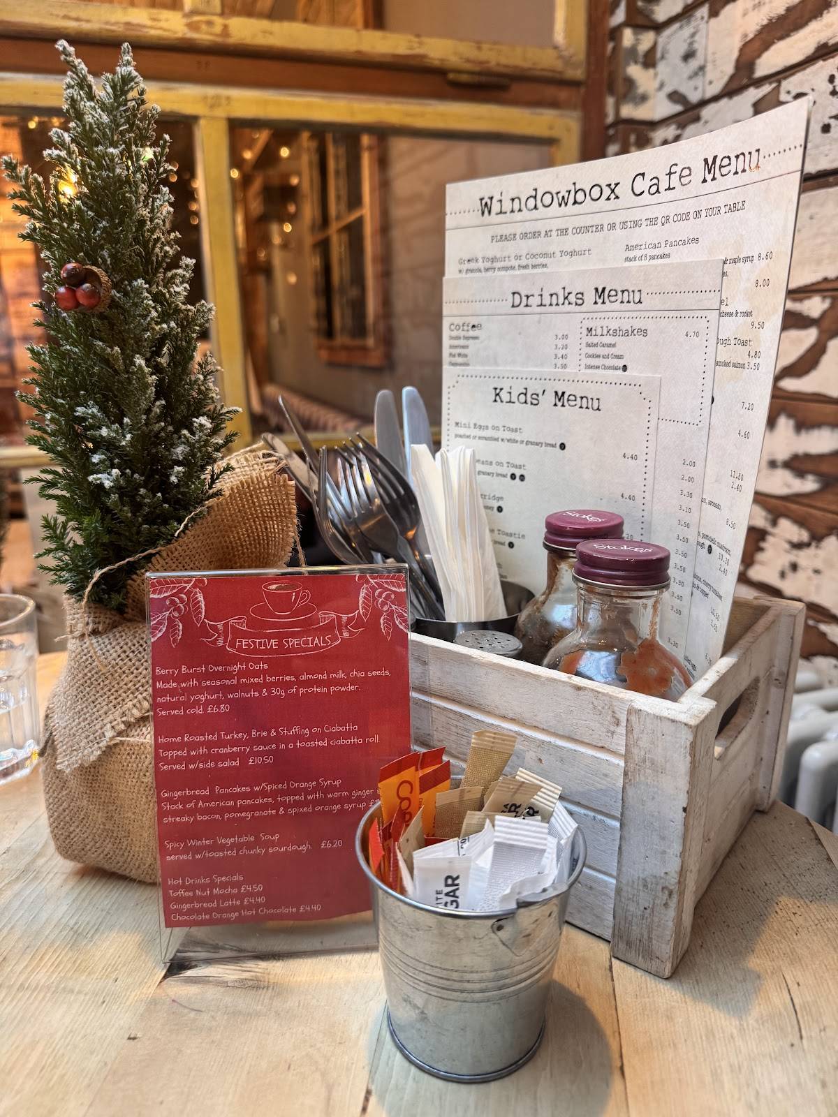 Menu at Windowbox Cafe, Sutton Coldfield