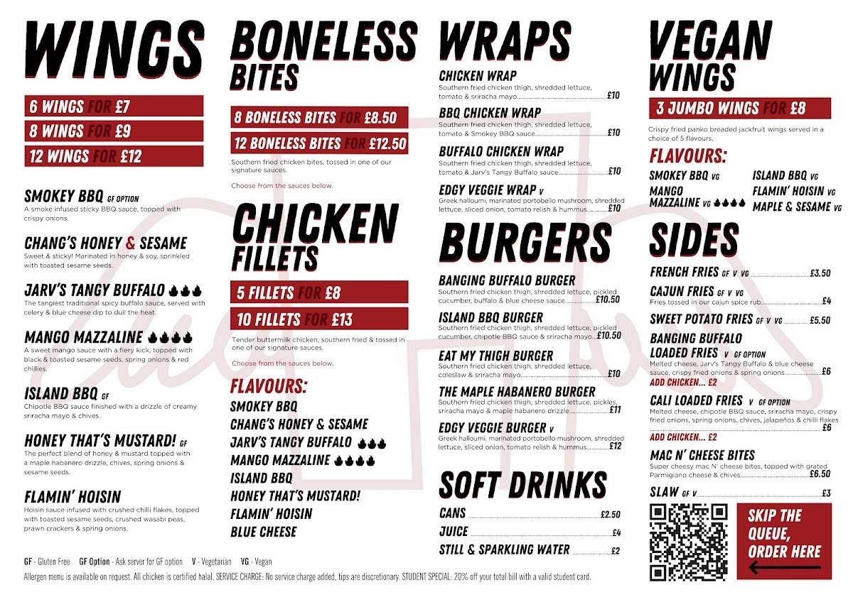 Menu at Wing Shack Co restaurant, London, 21 Great Windmill St