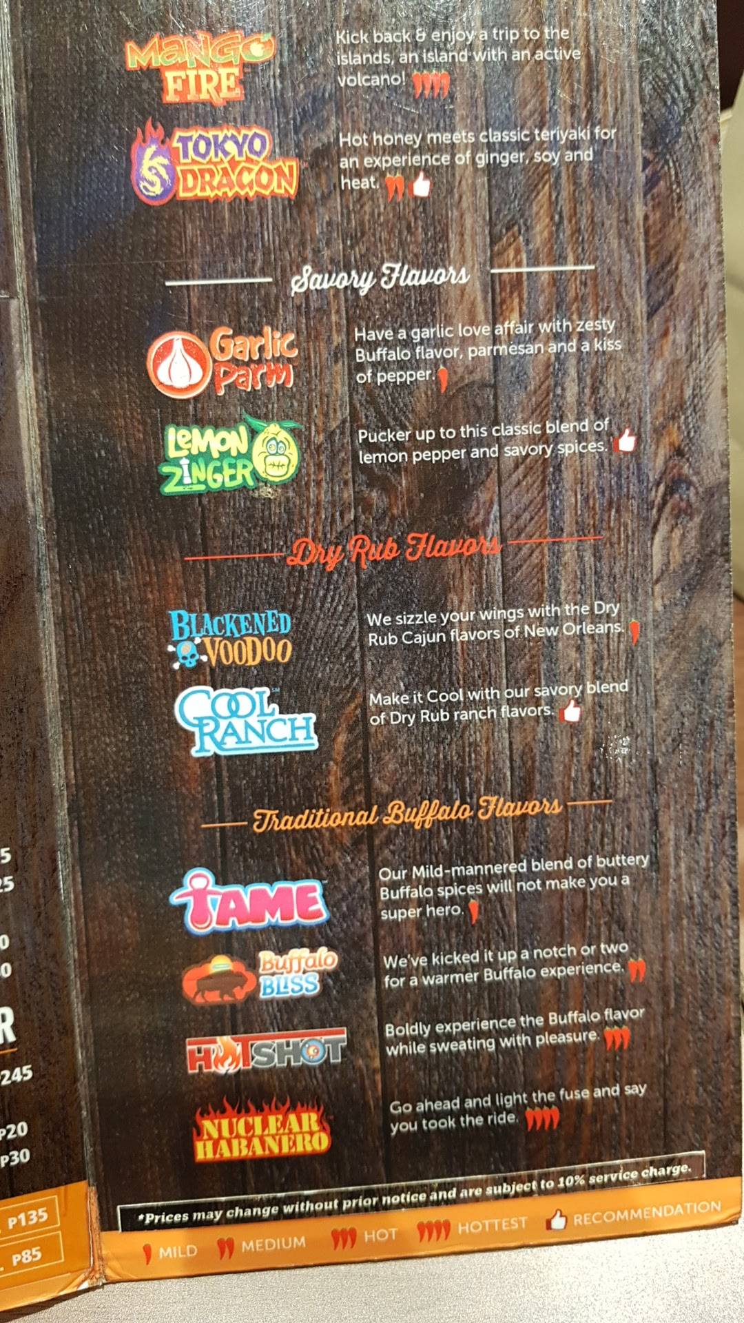 Menu at Wing Zone - Araneta Coliseum fast food, Quezon City