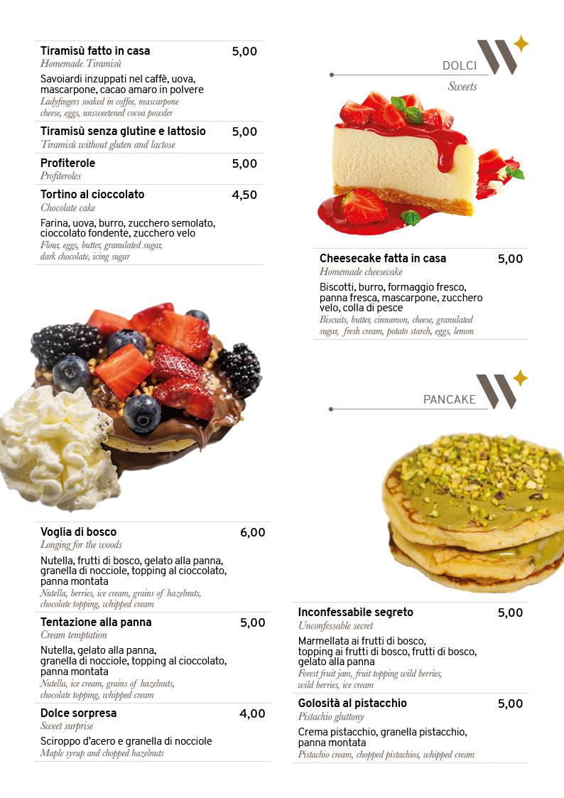 Menu at Wonder Cafe Hamburgeria, Bellano