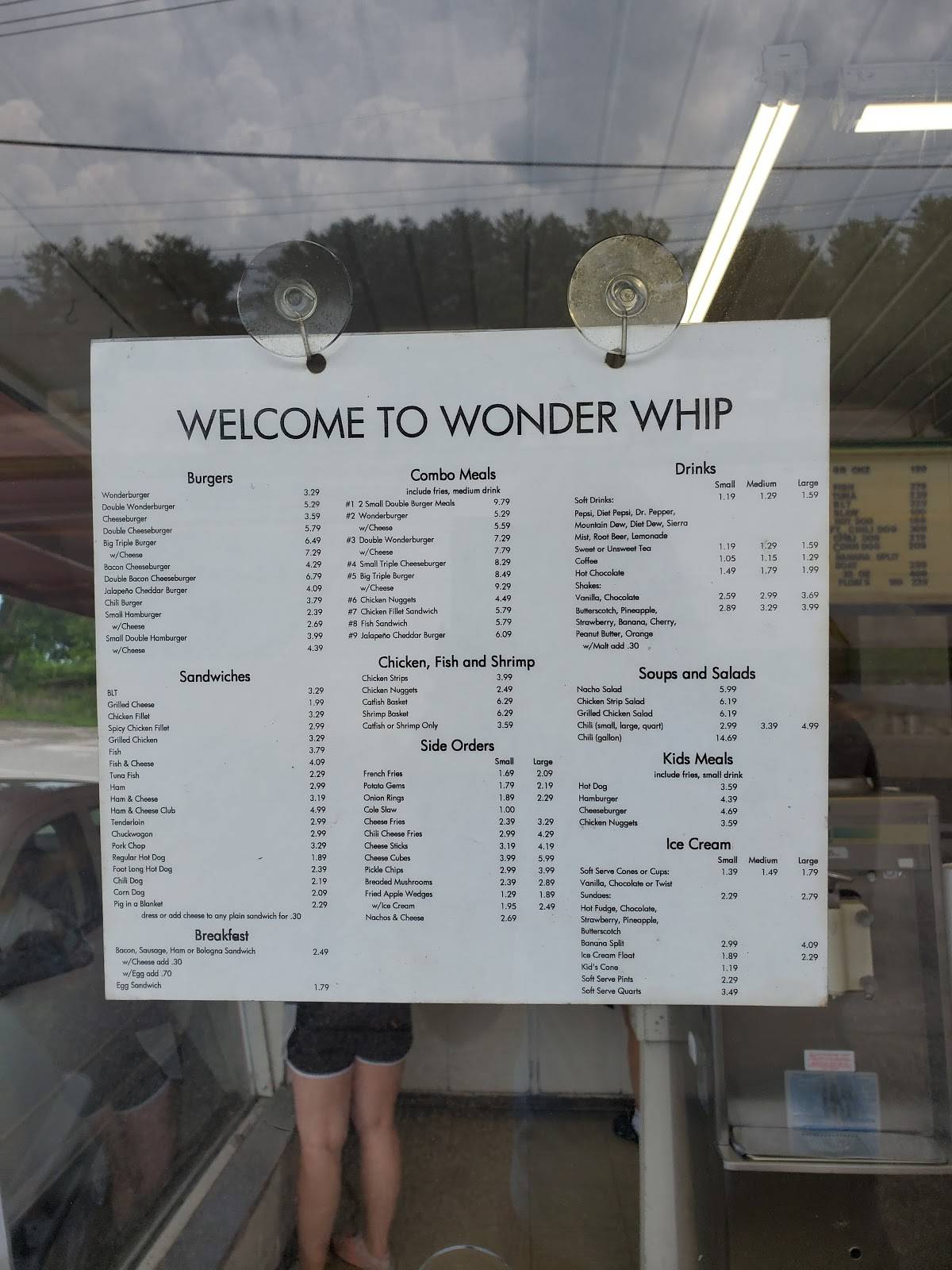 Menu at Wonder Whip restaurant, Owensboro, E 4th St
