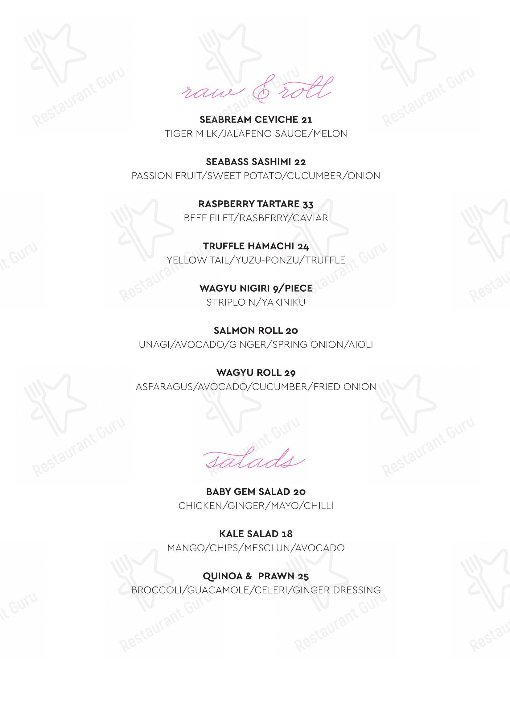 Menu at WooWoo Garden, Athens