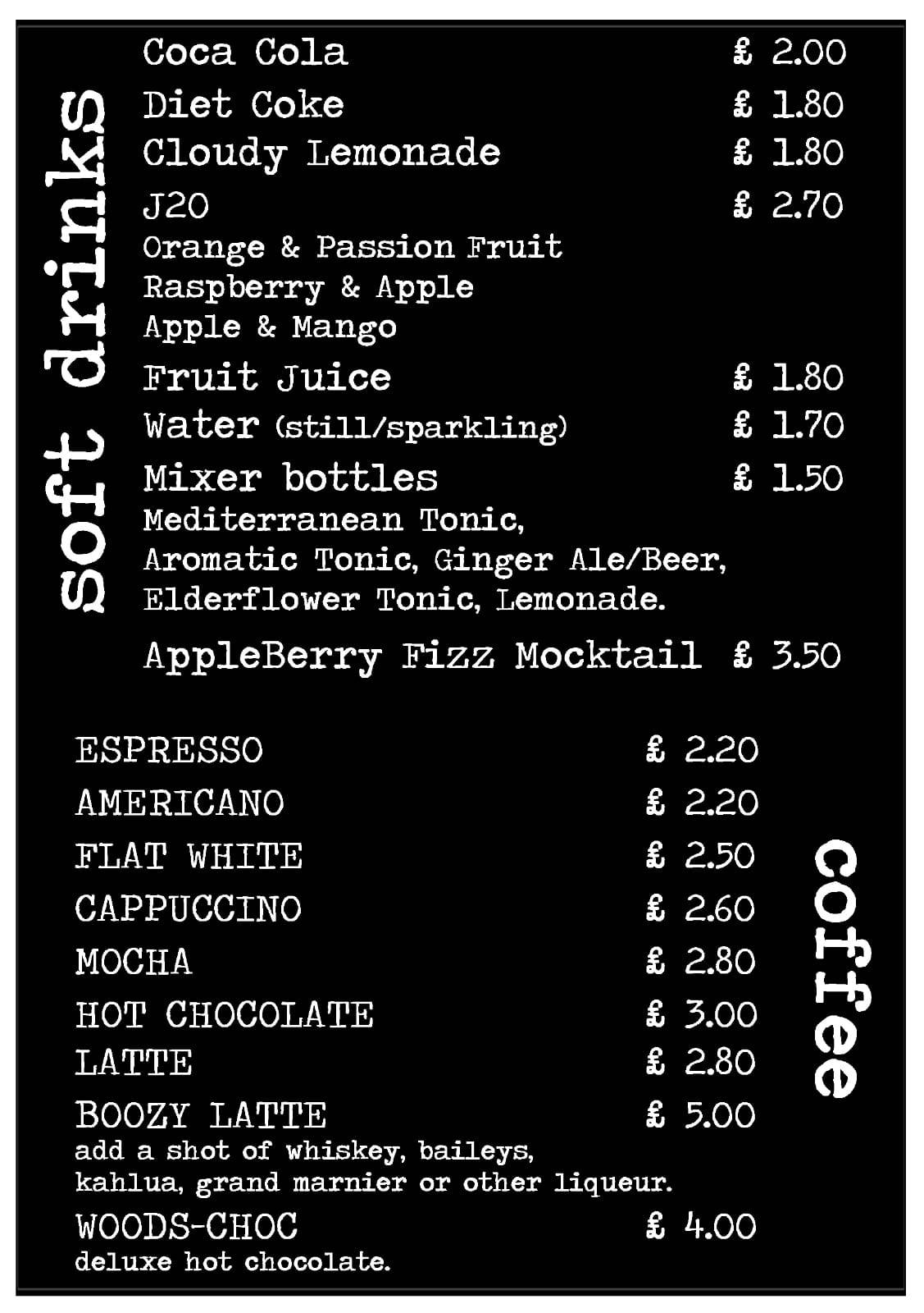 Menu at DRinc restaurant, Stockport