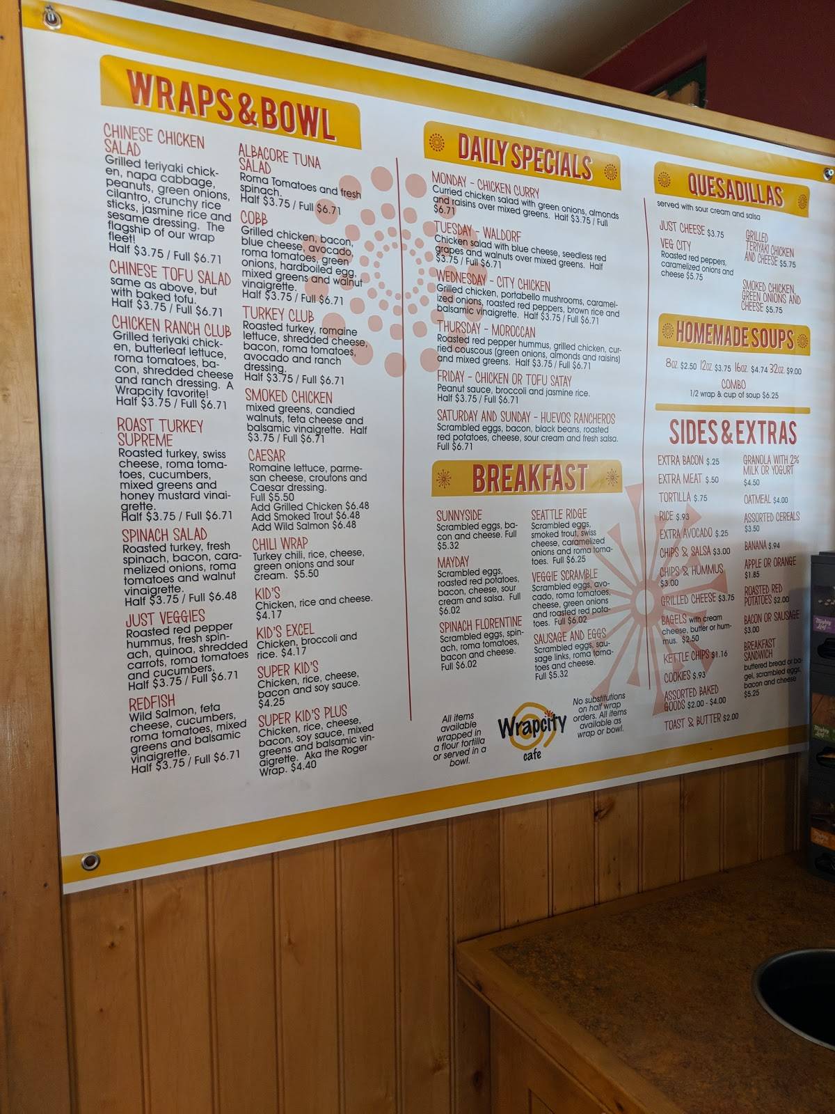 Menu at Wrapcity restaurant, Ketchum, 180 Main St S