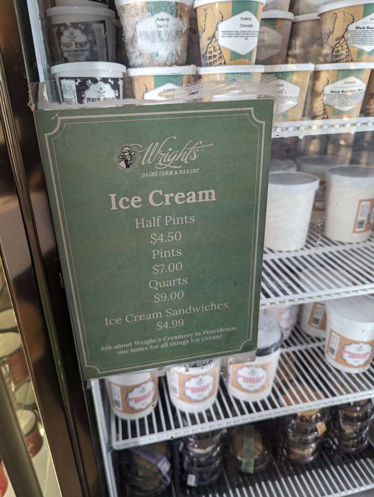 Menu at Wright's Dairy Farm and Bakery, North Smithfield