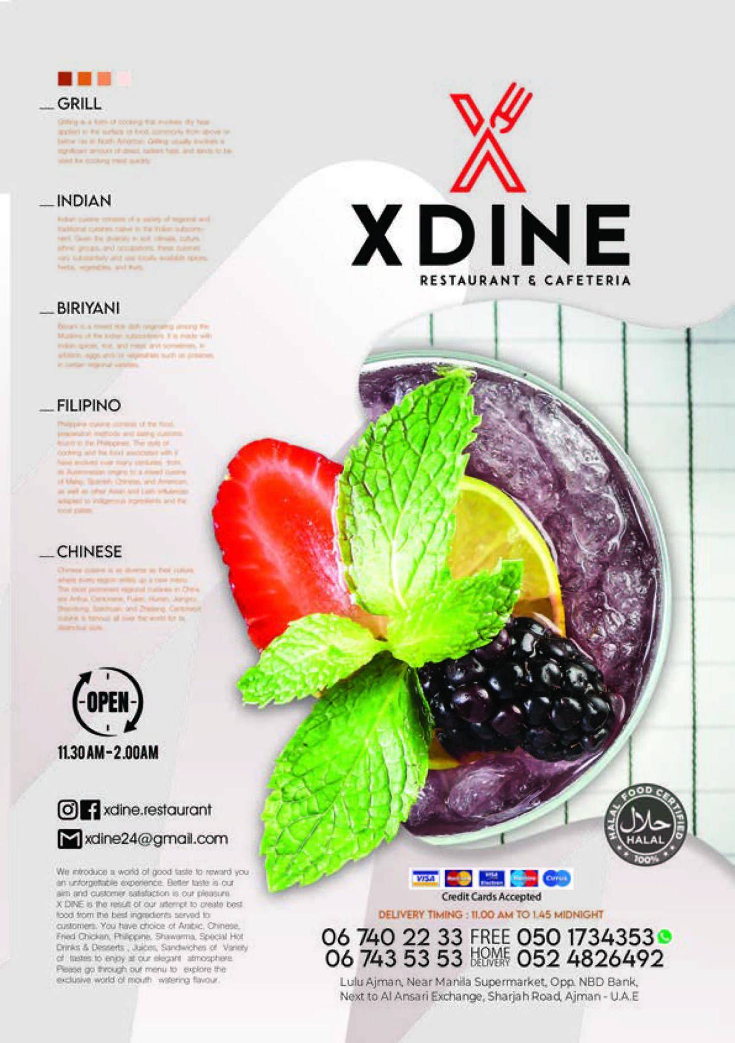 Menu at XDINE RESTAURANT RUMAILA (NEAR LULU), Ajman