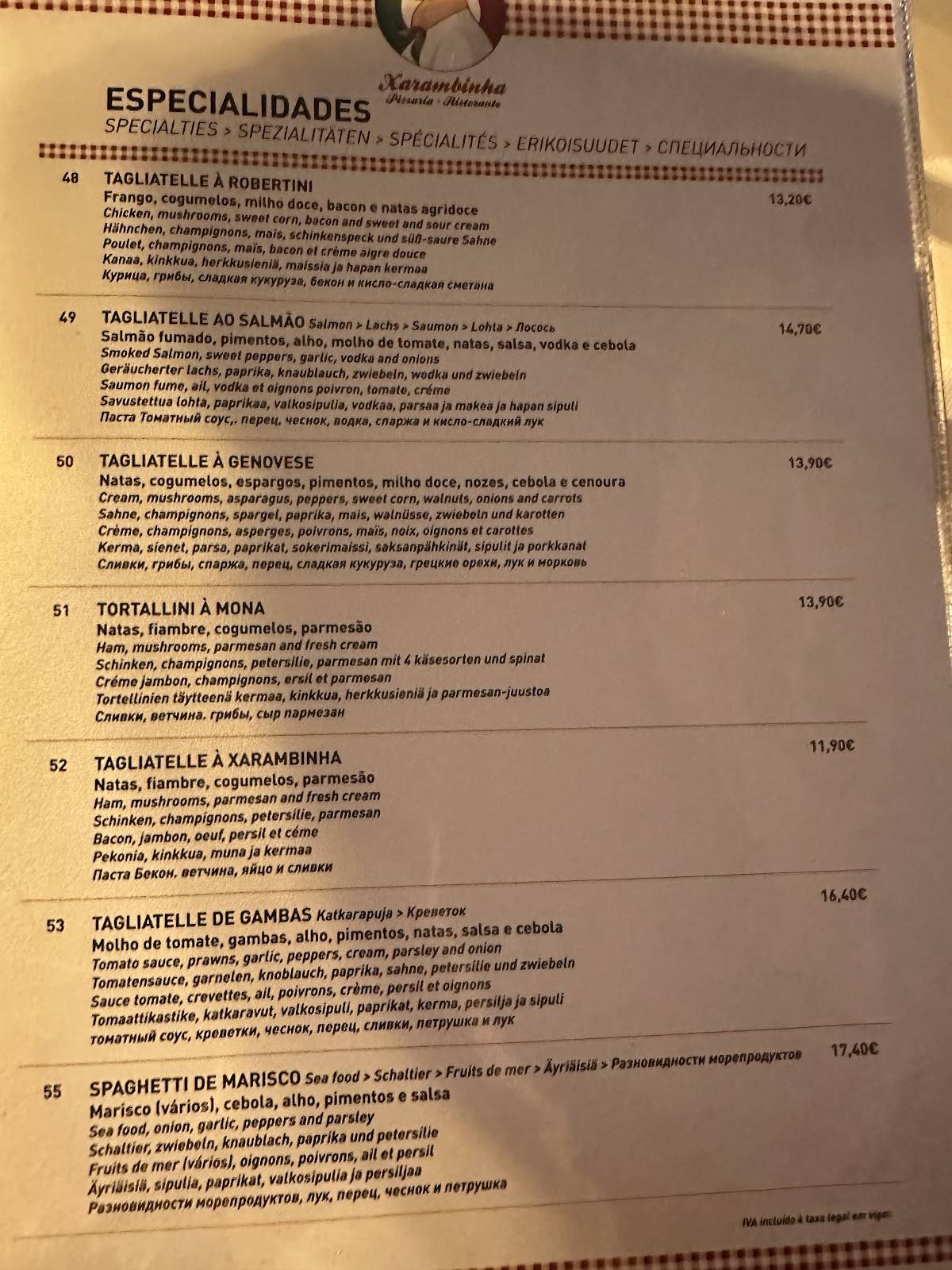 Menu at Xarambinha Pizzeria Expresso, Funchal
