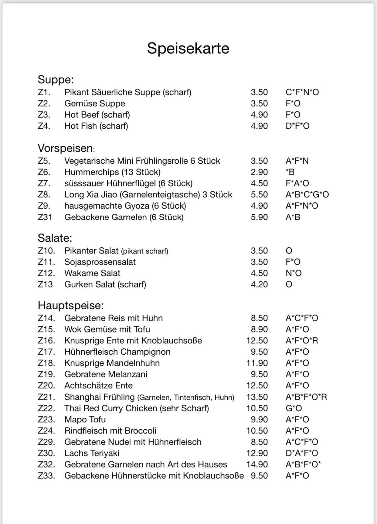Menu at Xu Wok&More restaurant, Linz