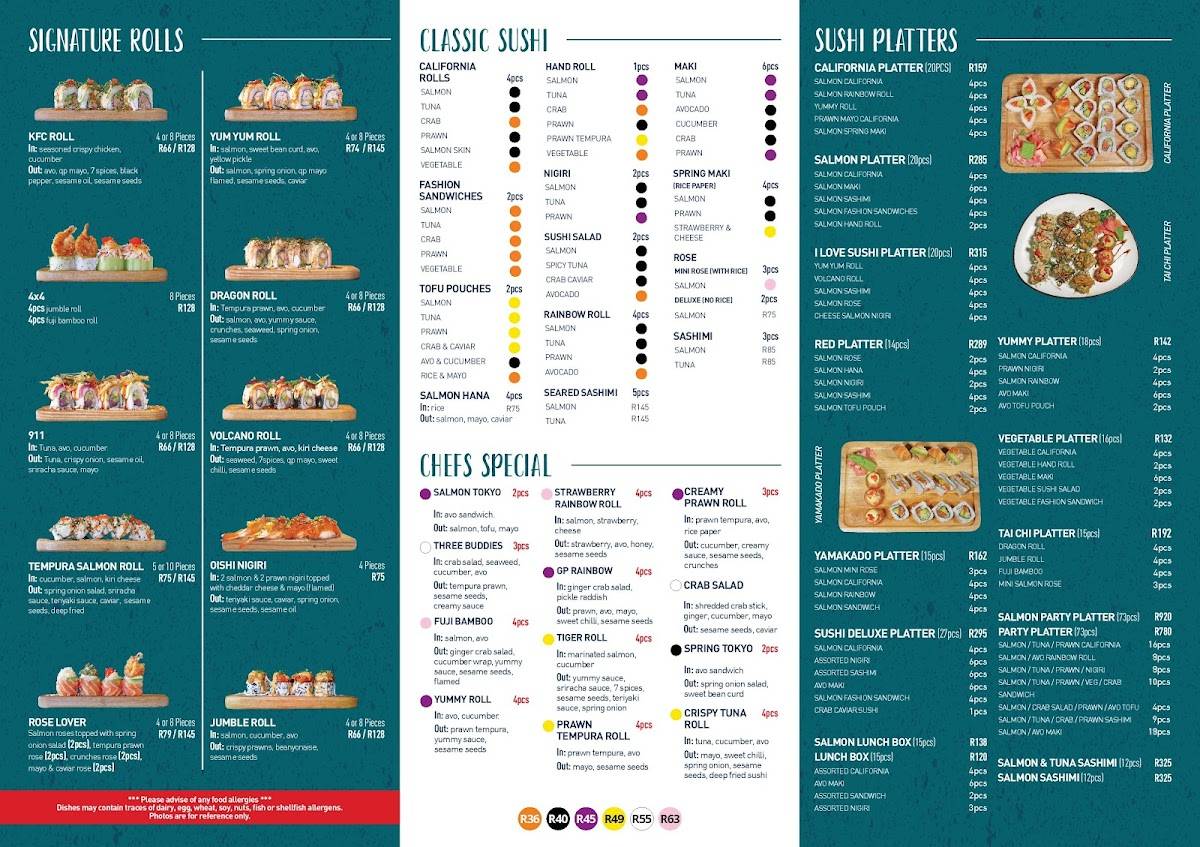Menu at Yamakado Sushi Restaurant Fourways, Sandton