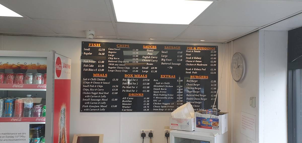 Menu at Yates Fish and Chips restaurant, Wigan, Yates