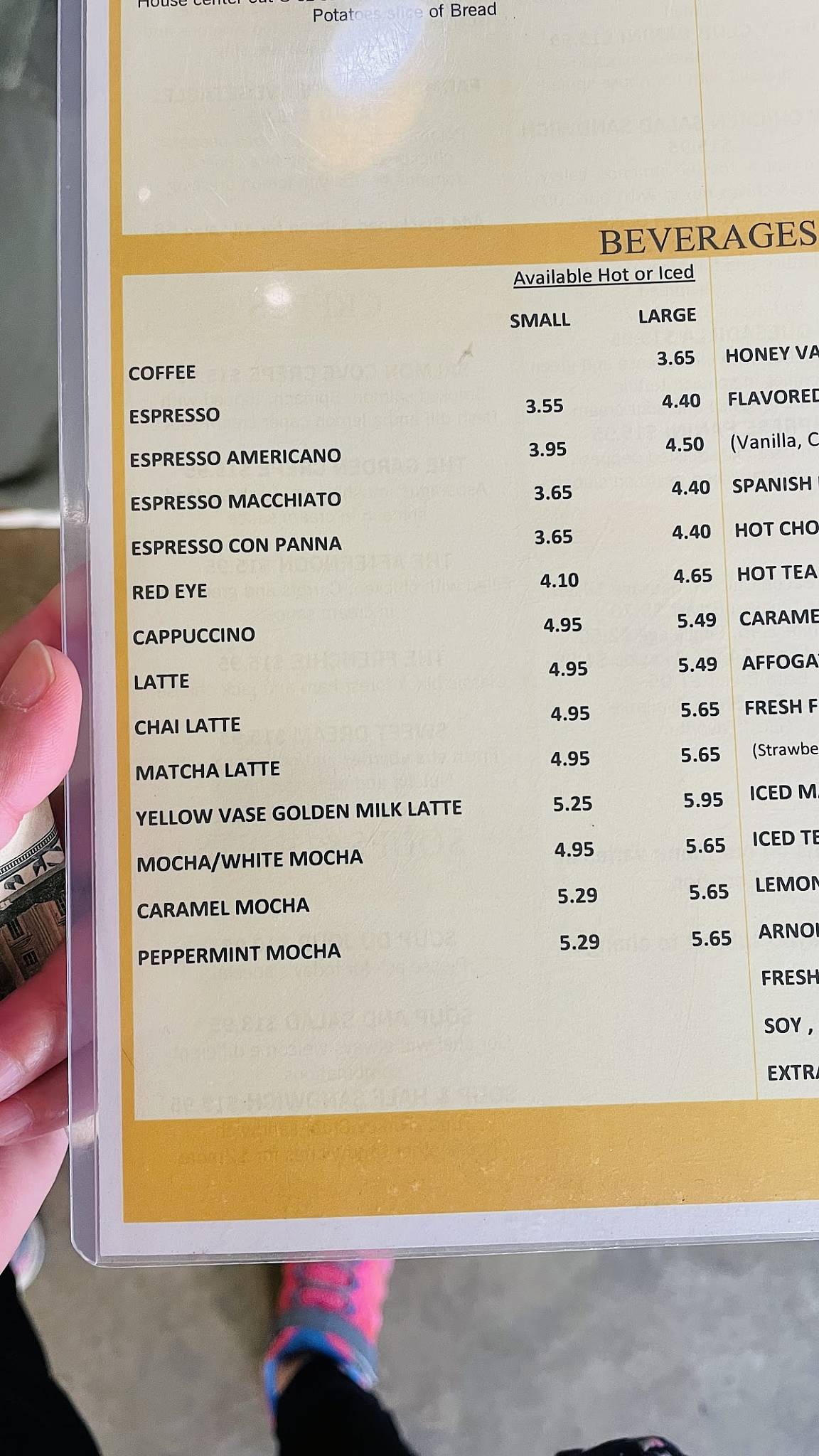 Menu at Yellow Vase cafe, Palos Verdes Estates, 51 Malaga Cove Plaza