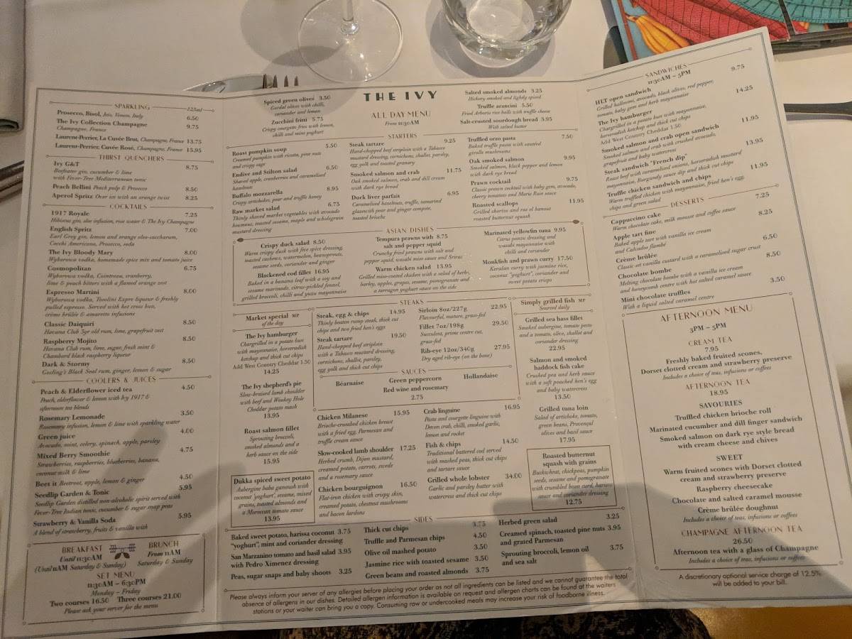 Menu at The Ivy St Helen's Square York restaurant, York, 2 St. Helen’s ...