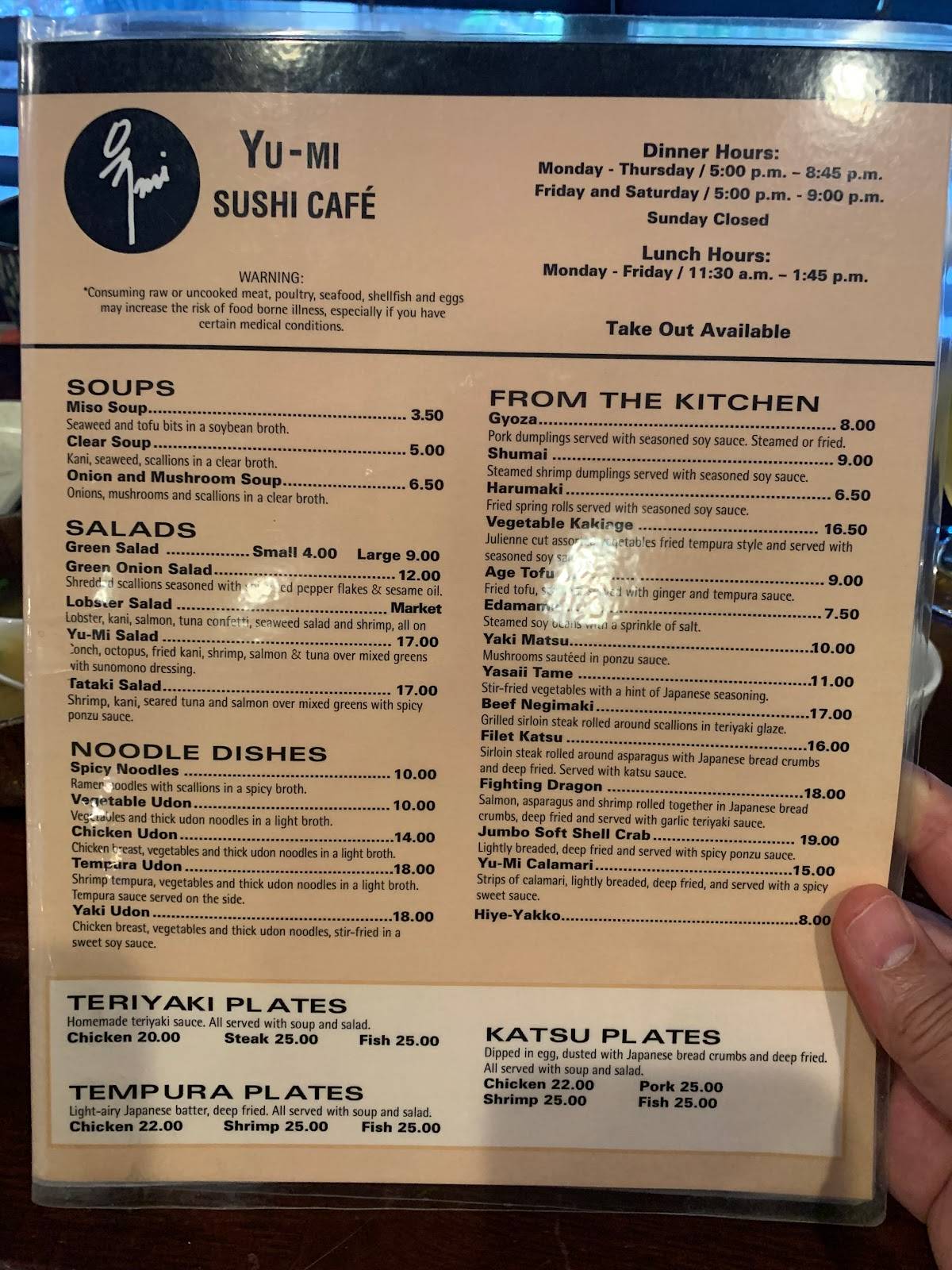 Menu at Yu-Mi Sushi Cafe, Palm Beach Gardens, FL A1AAlt #207