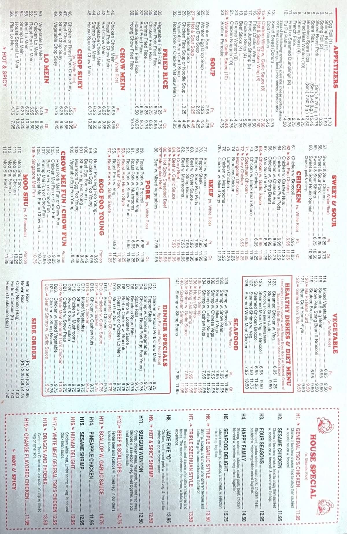 Menu at Yummy Yummy Chinese Food restaurant, Lacey Township