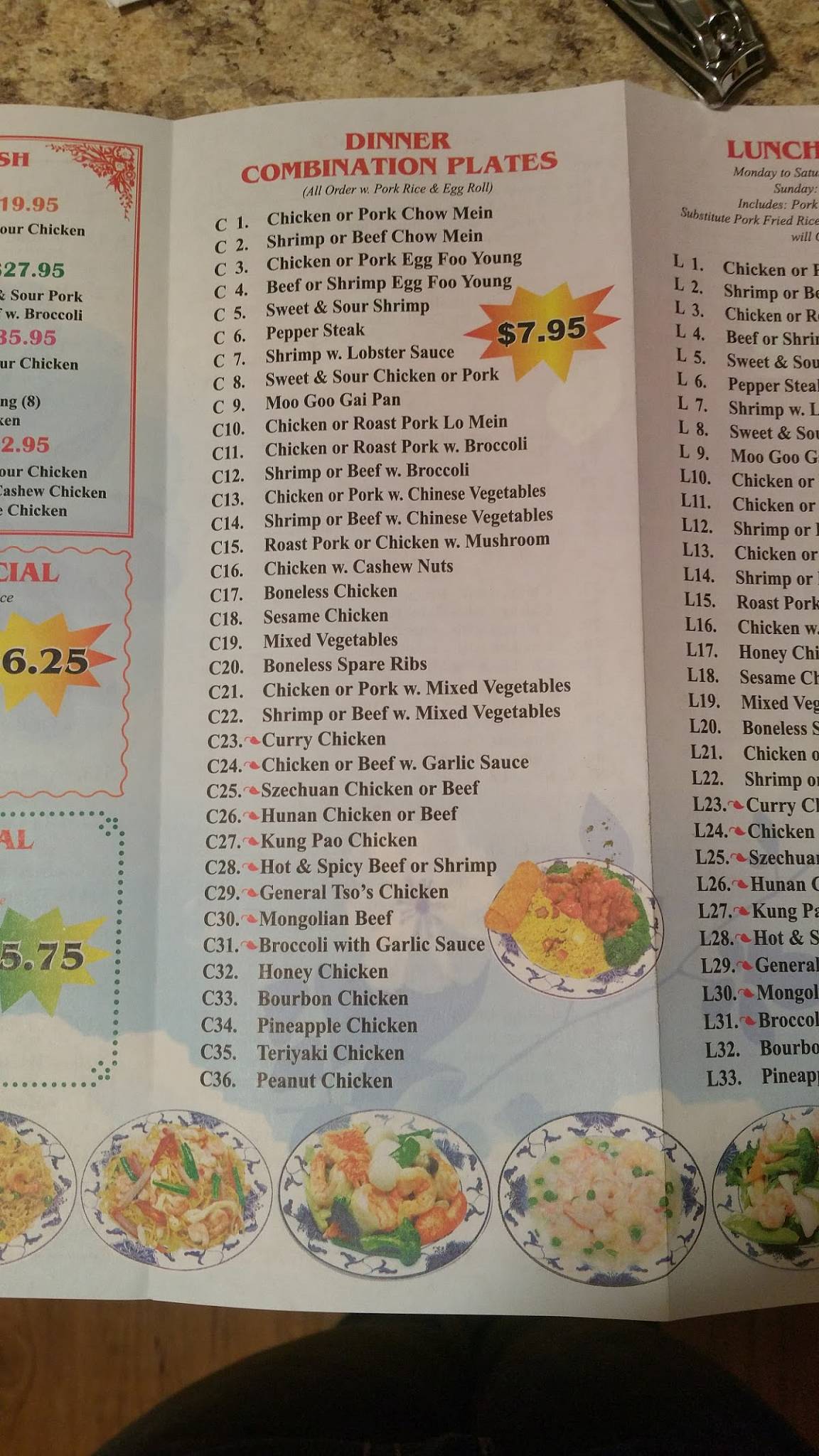Menu at Yum's restaurant, Lake City