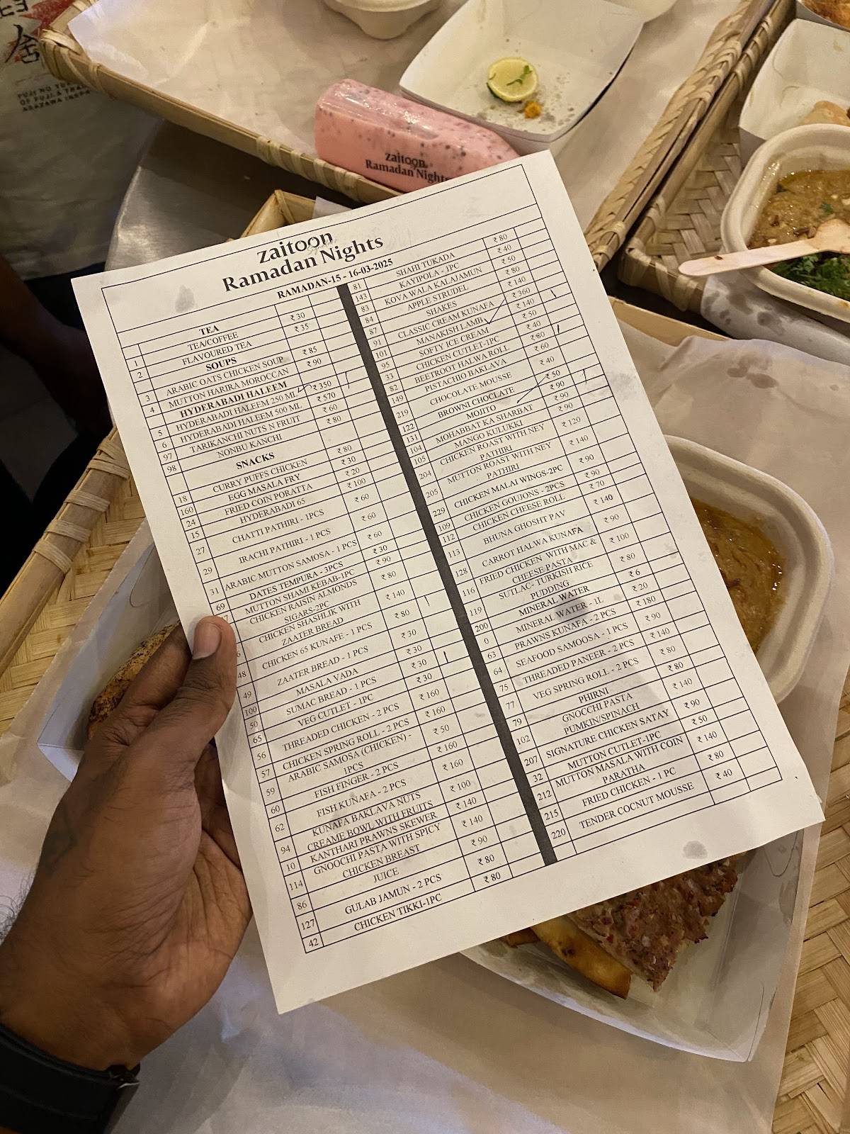 Menu at Zaitoon Signature, Chennai