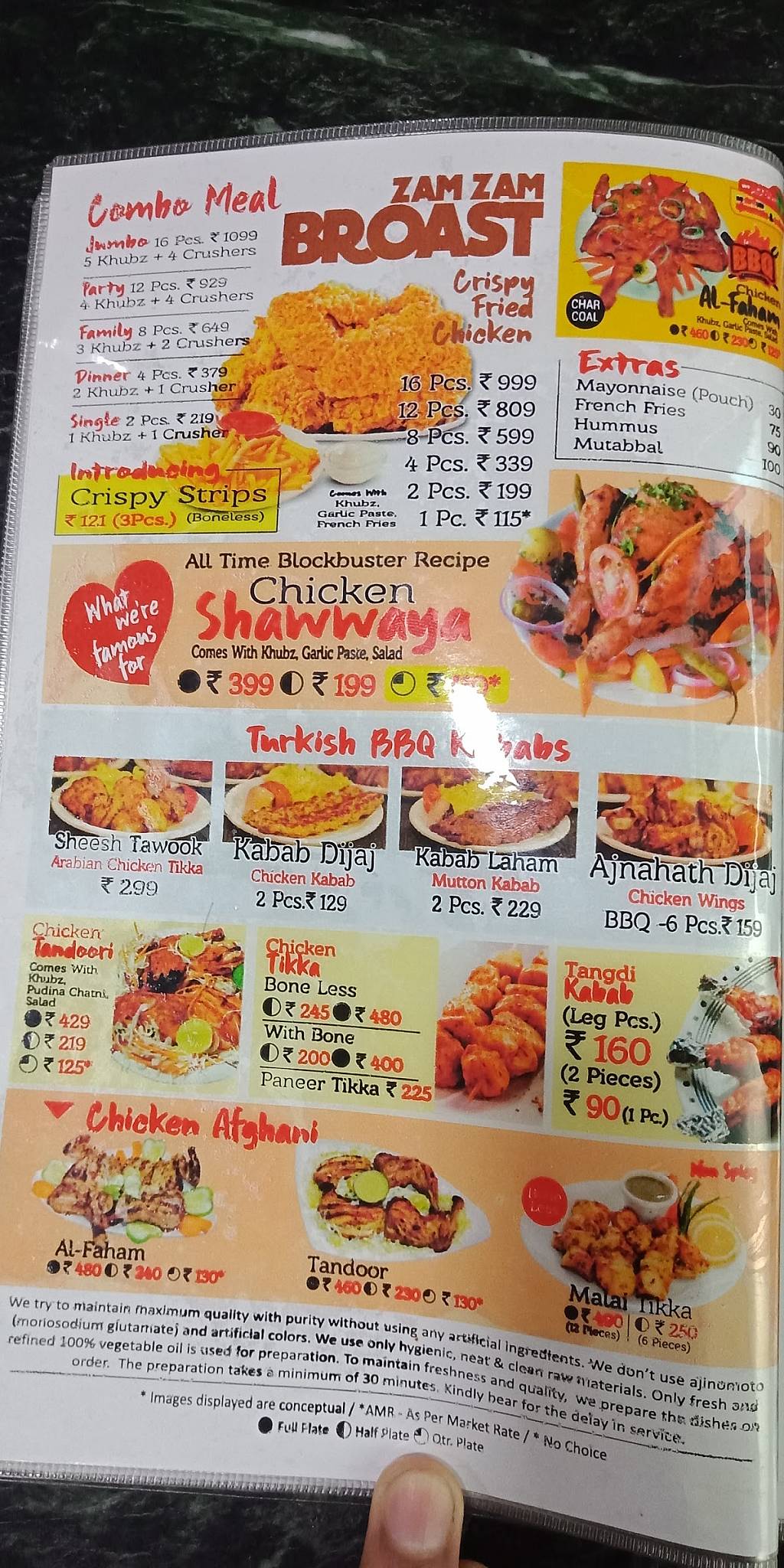 Menu at Zam Zam, Thiruvananthapuram, YMR Nandancode Road