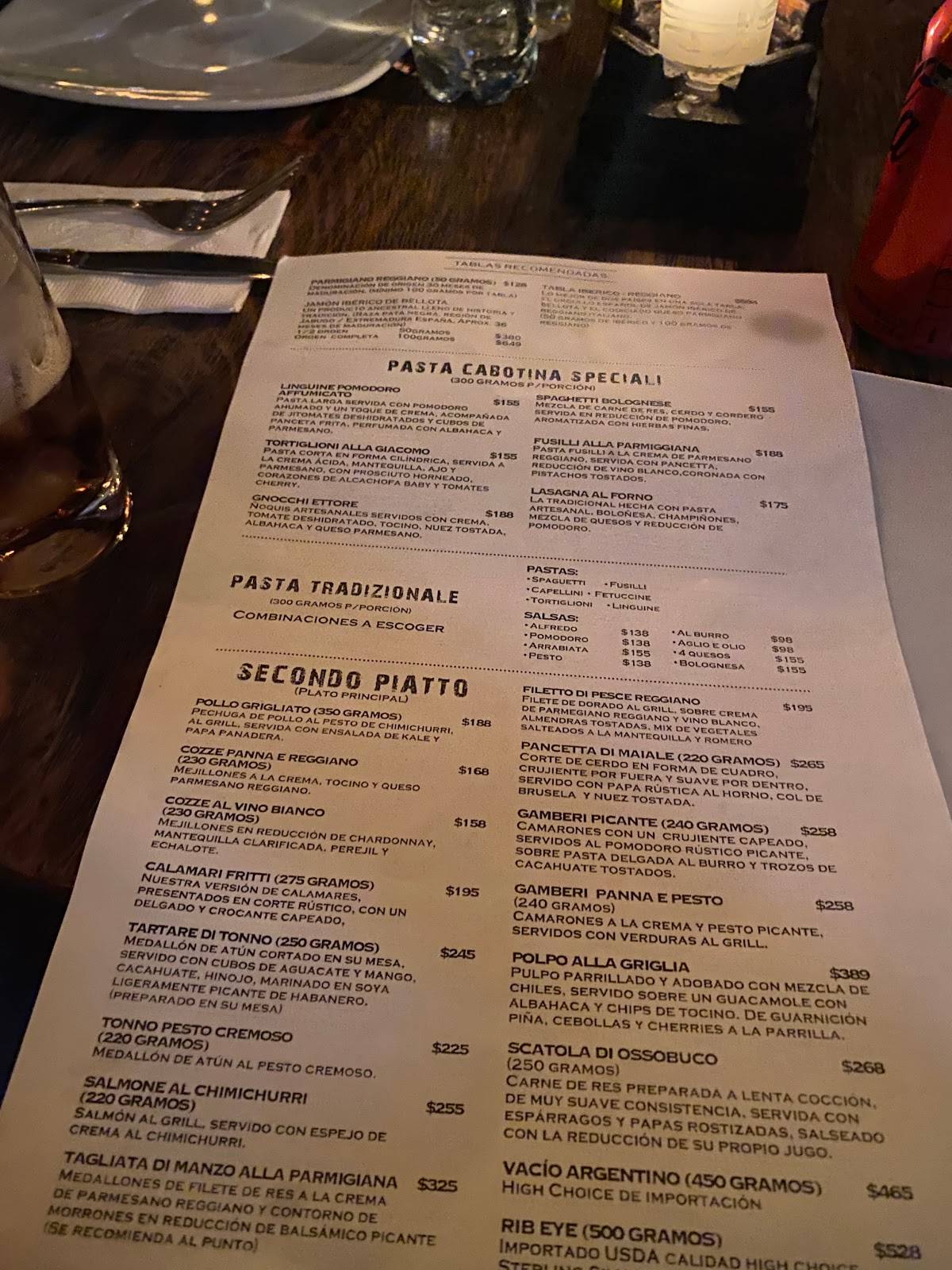 Carta del pub y bar CABOTINA, Zapopan, Av Guadalupe 1000