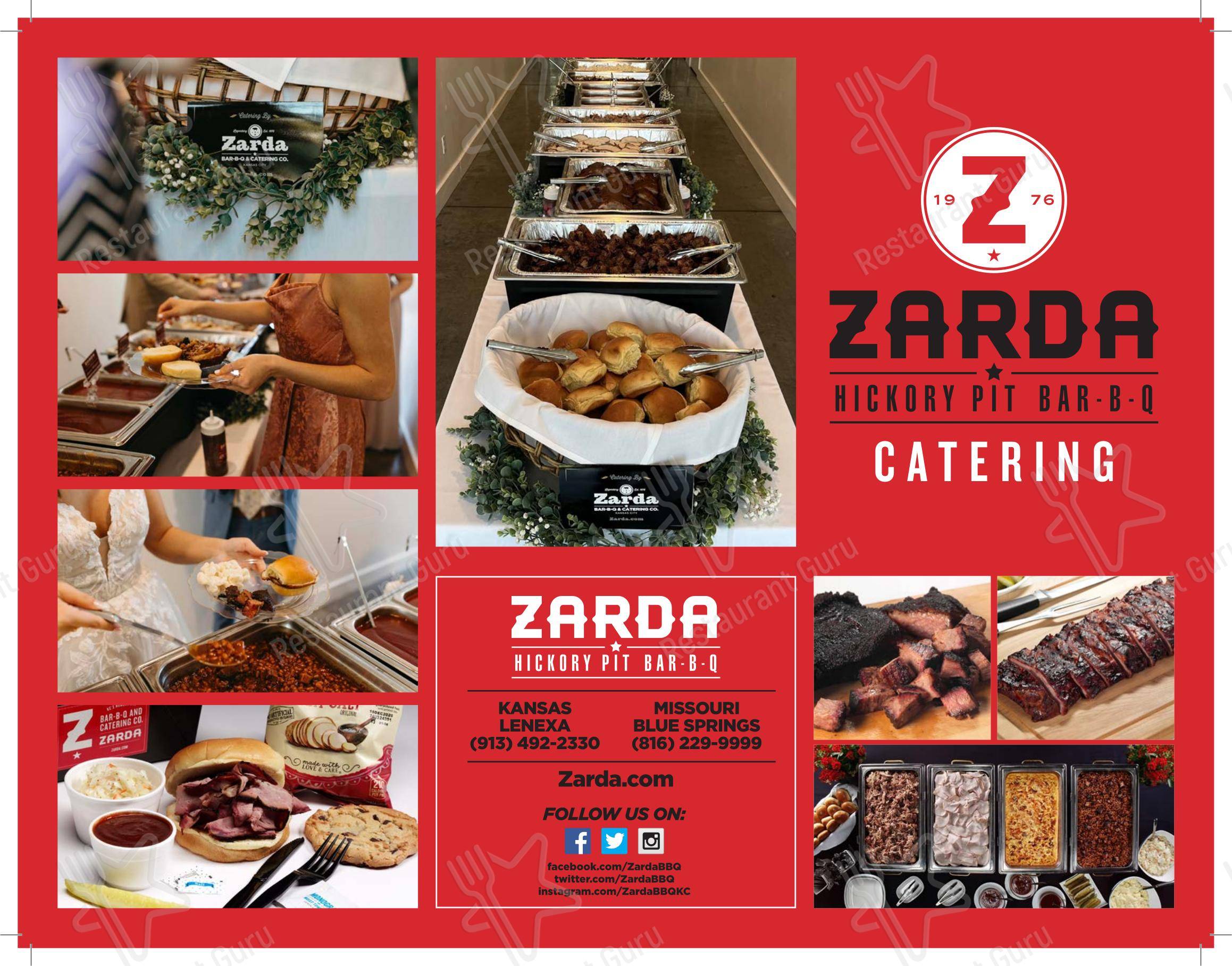 Menu at Zarda Bar-B-Q, Lenexa, W 87th St Pkwy