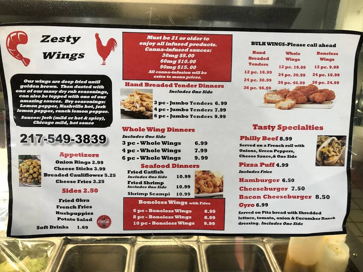 Menu at Zesty Wingz Chicken & Fish restaurant, Charleston