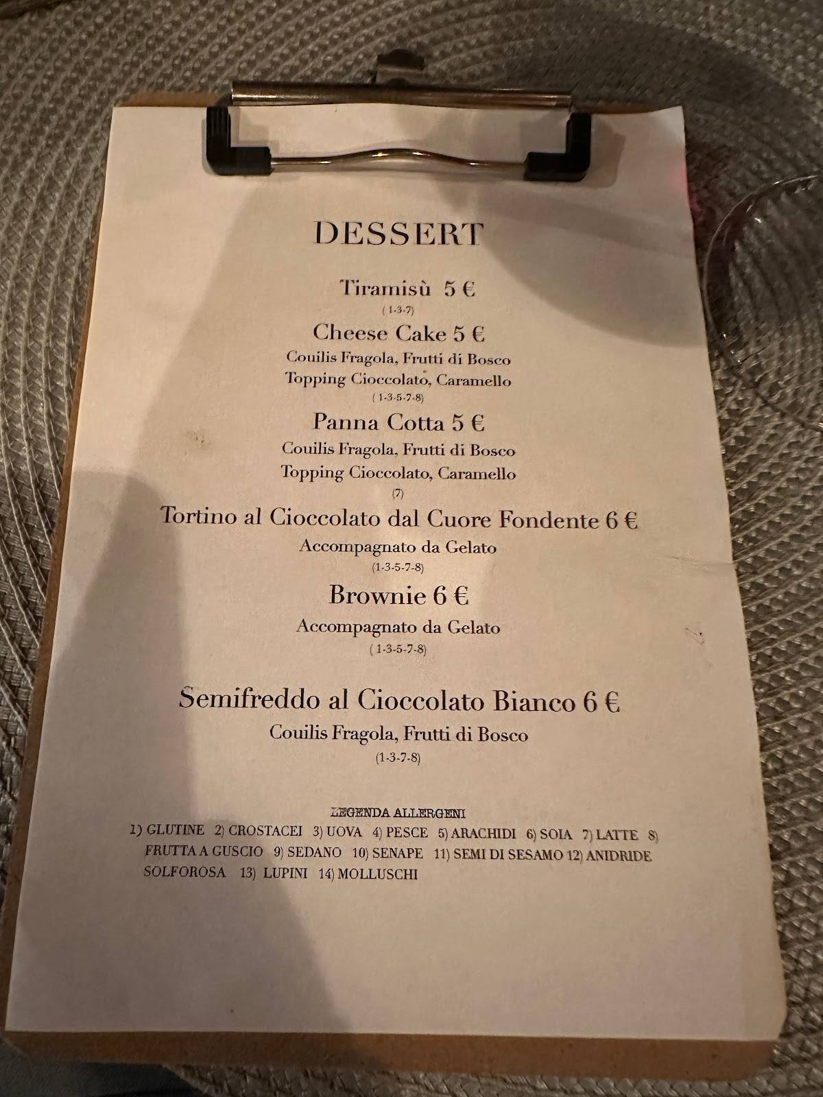 Menu da bonobo. ristorante, Tortolì