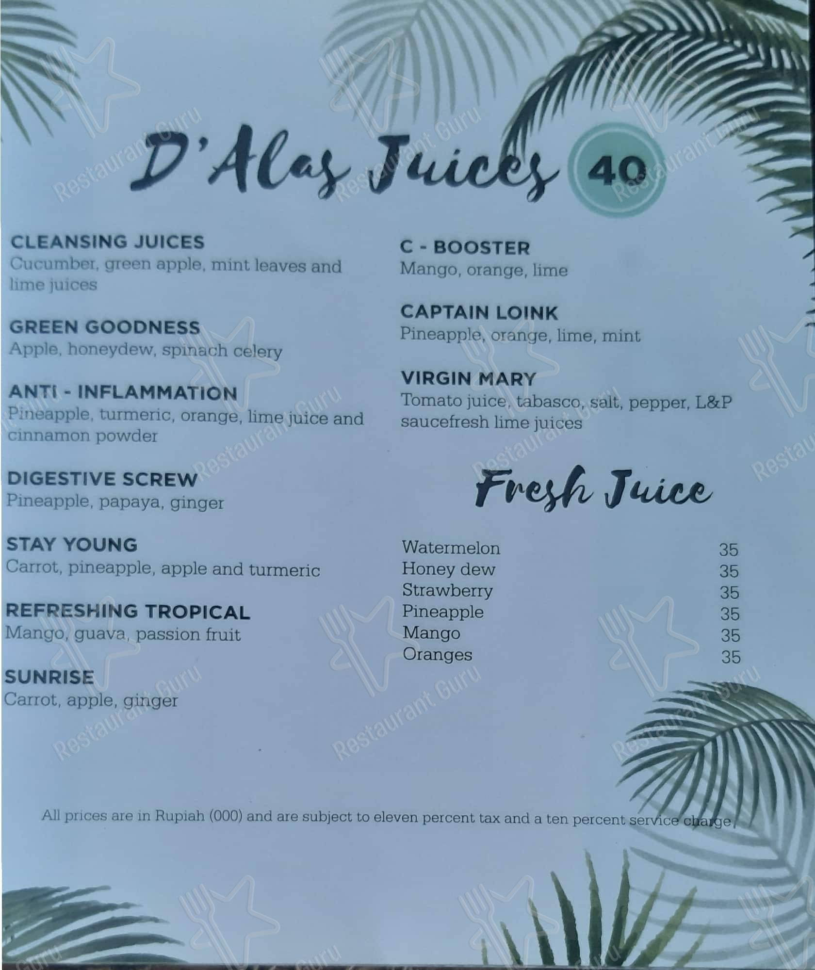 Menu at D Alas Warung Restaurant, Bukian