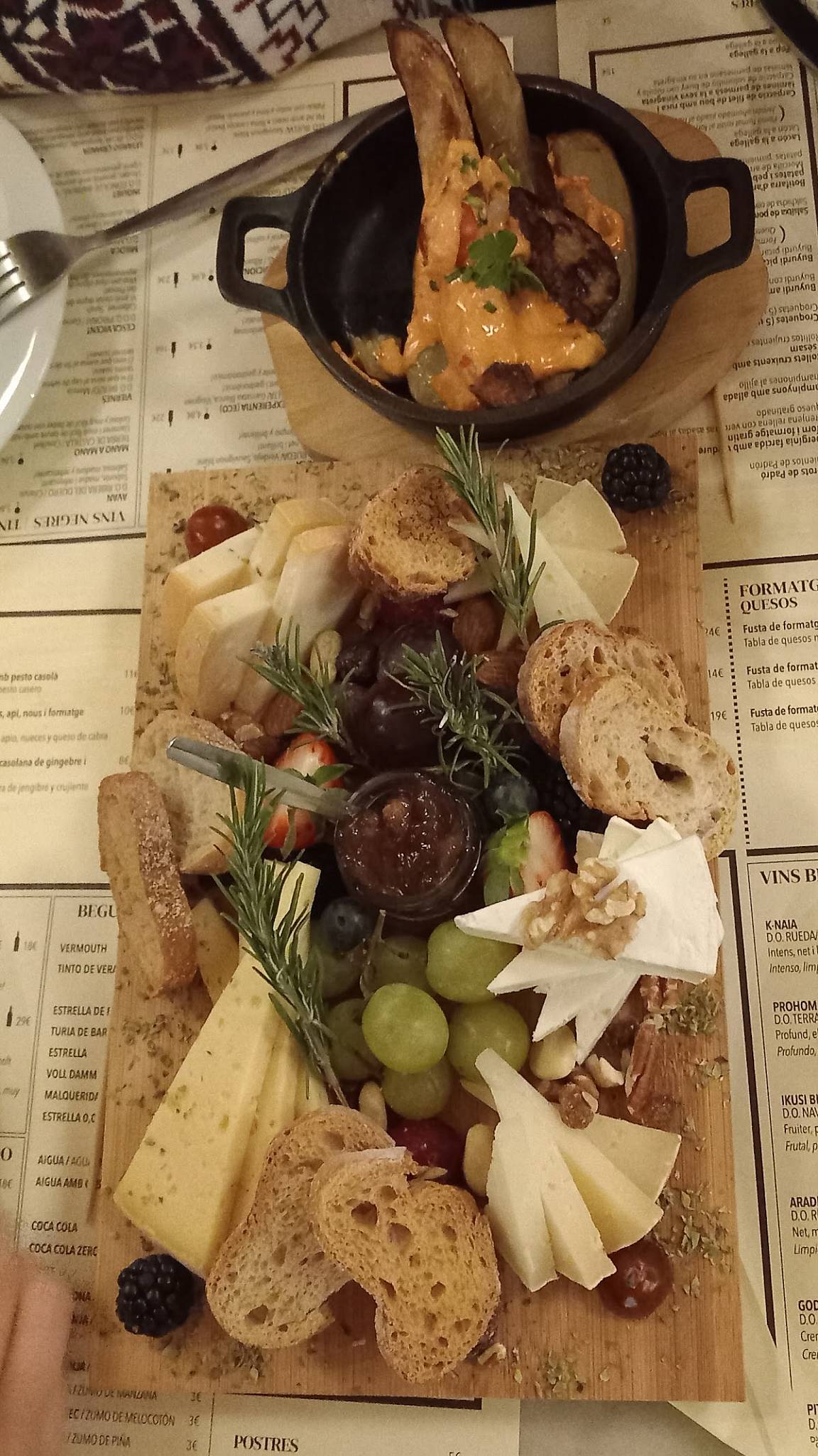 Menu at el SET restaurant, Barcelona, Carrer de l'Esparteria