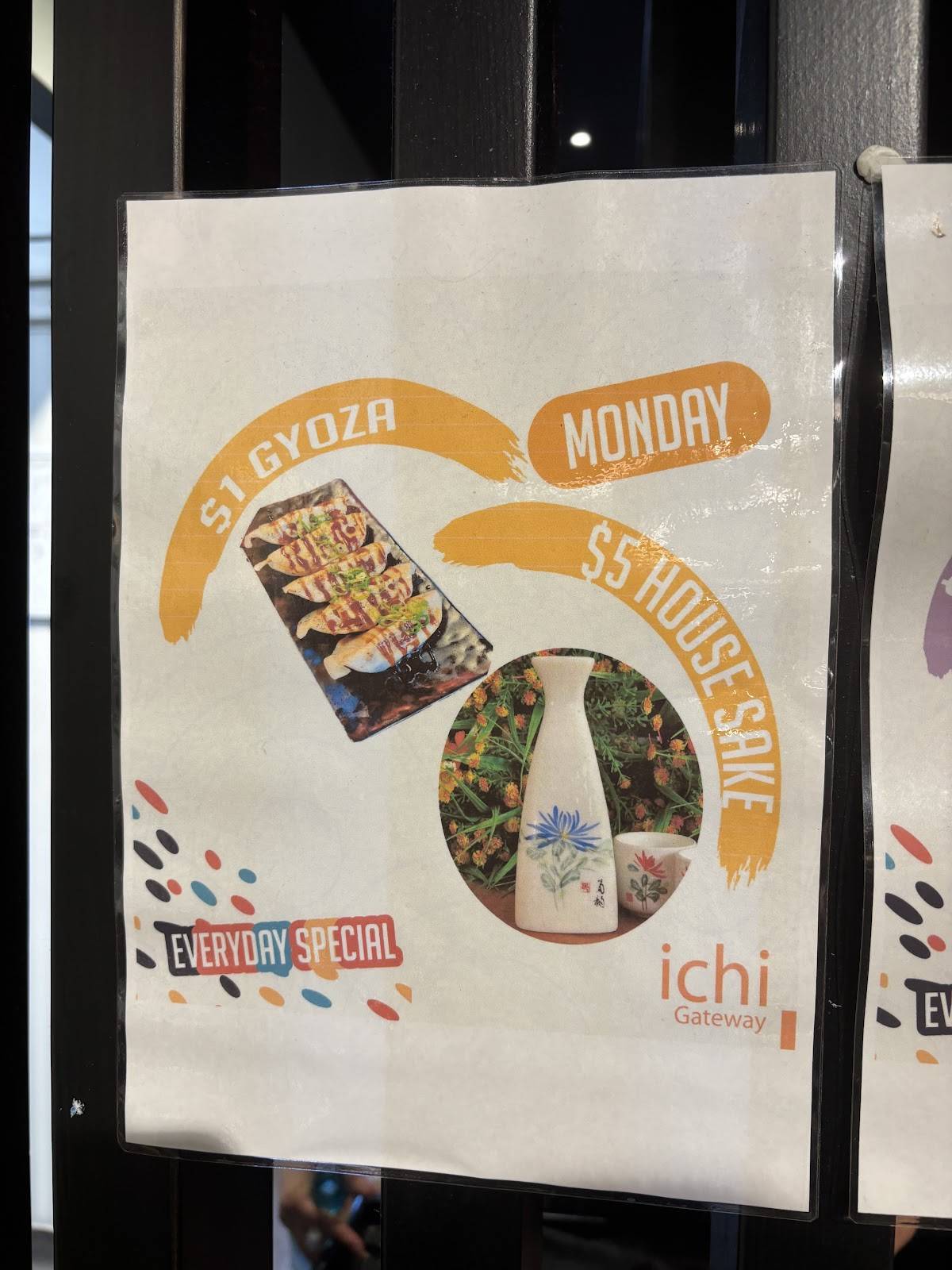 Menu at ichi Gateway restaurant, Yarrawonga