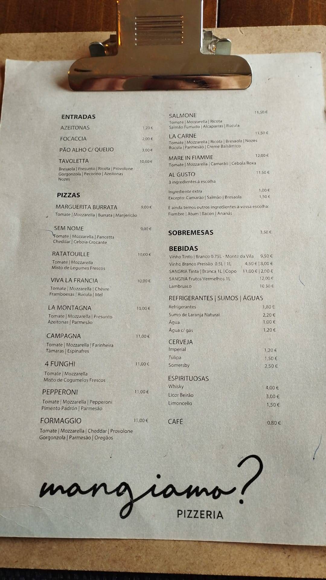 Menu em mangiamo? Pizzeria, Sobreda