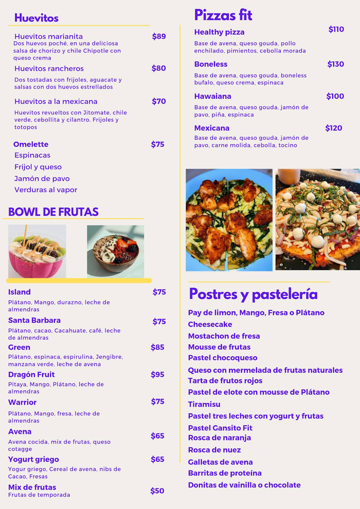 Menu at nuve restaurant, Pachuca