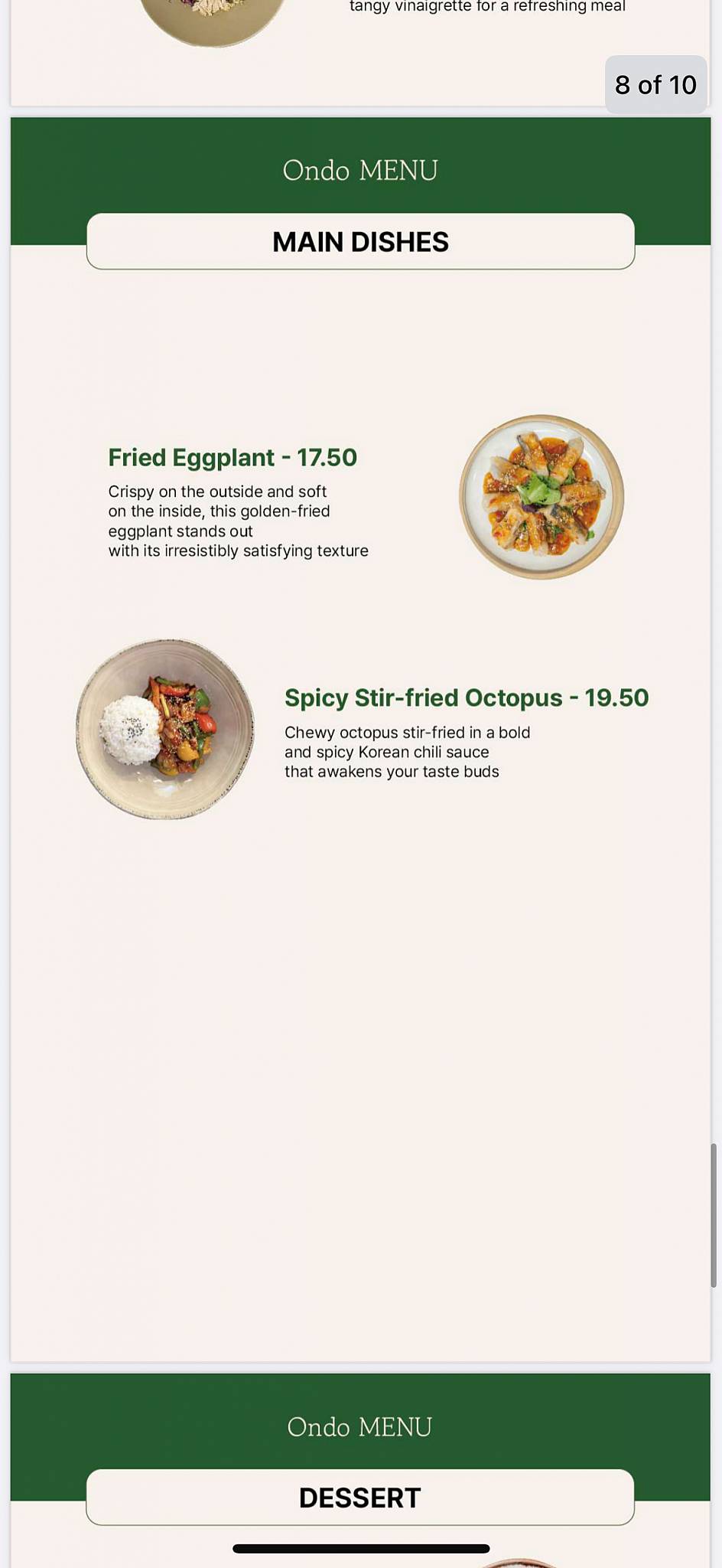Menu at ondo korean kitchen restaurant, Porto