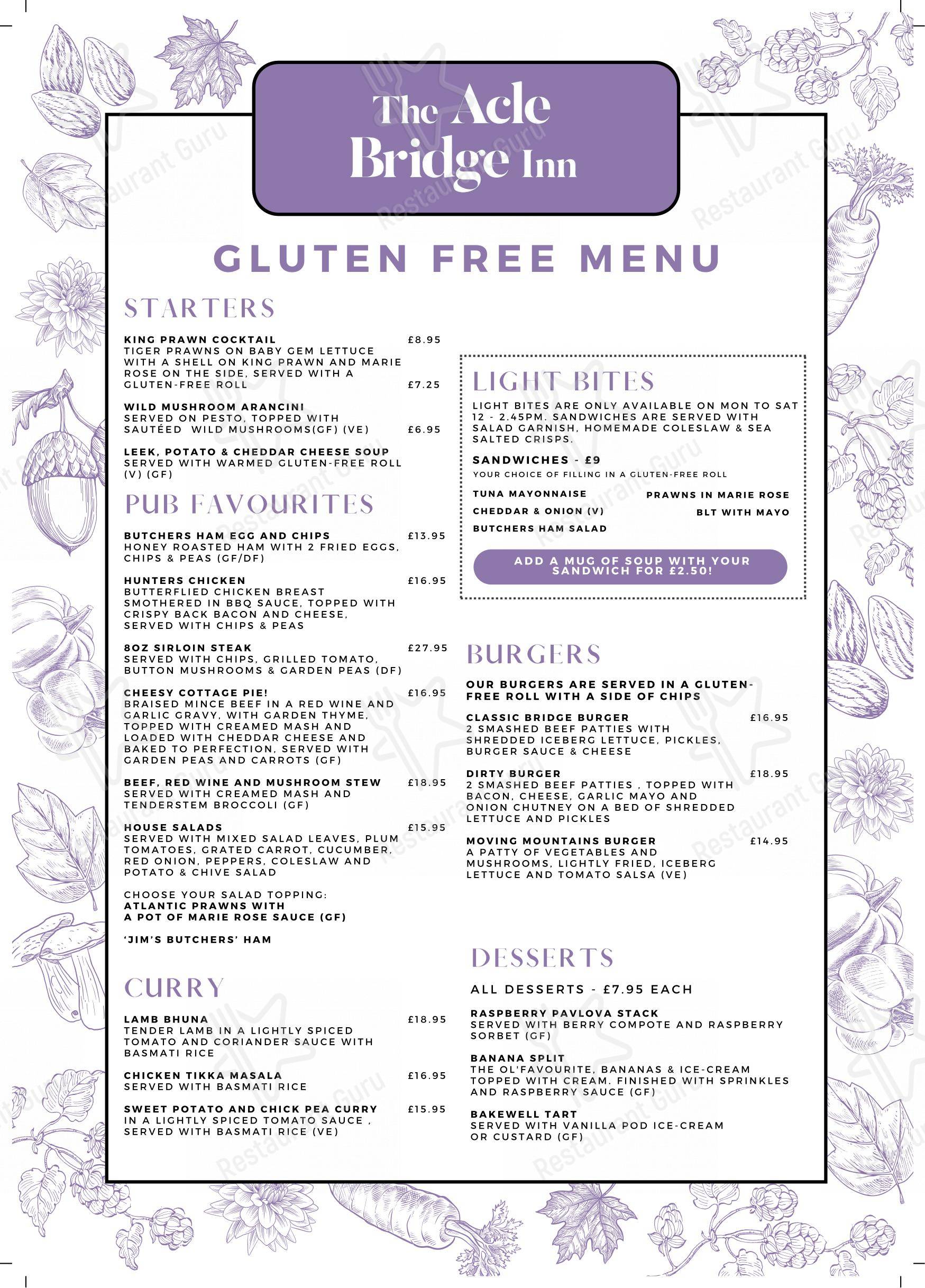 Menu at Acle Bridge Inn pub & bar, Acle